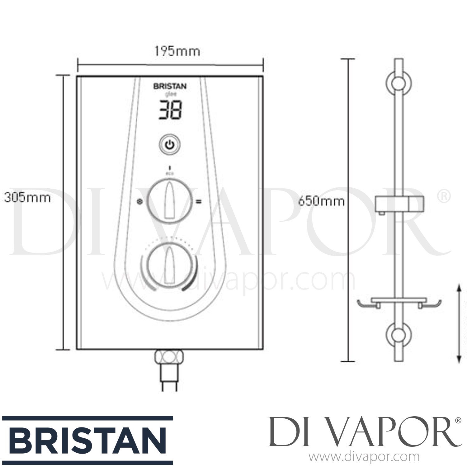 Bristan Gle3105 W Glee Electric Shower 10 5kw White Spare Parts