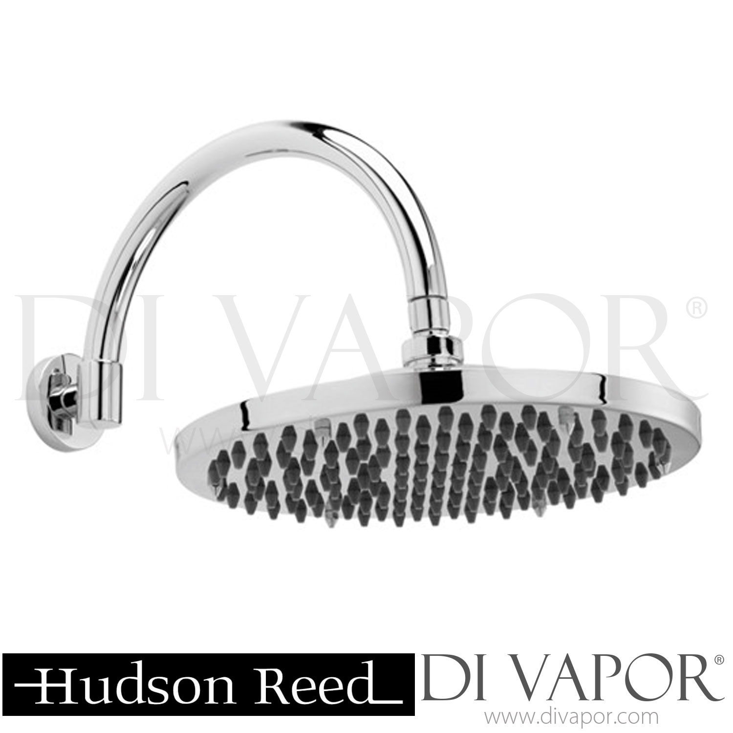 Hudson Reed HEAD23-ARM06 12? Sunflower Fixed Head & Curved Wall Mounted ...