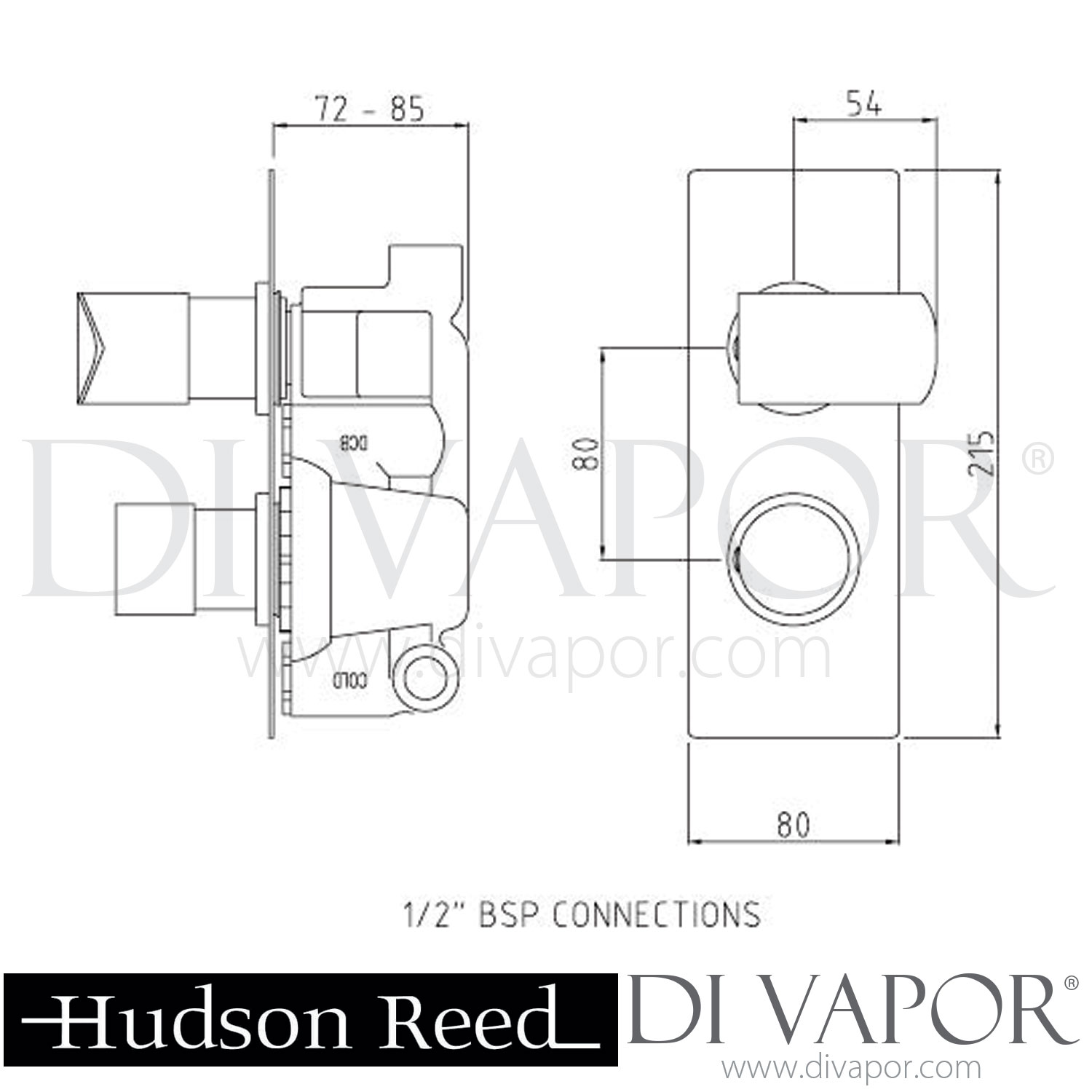 Hudson Reed Hero Twin Concealed Thermostatic Shower Valve - Square ...