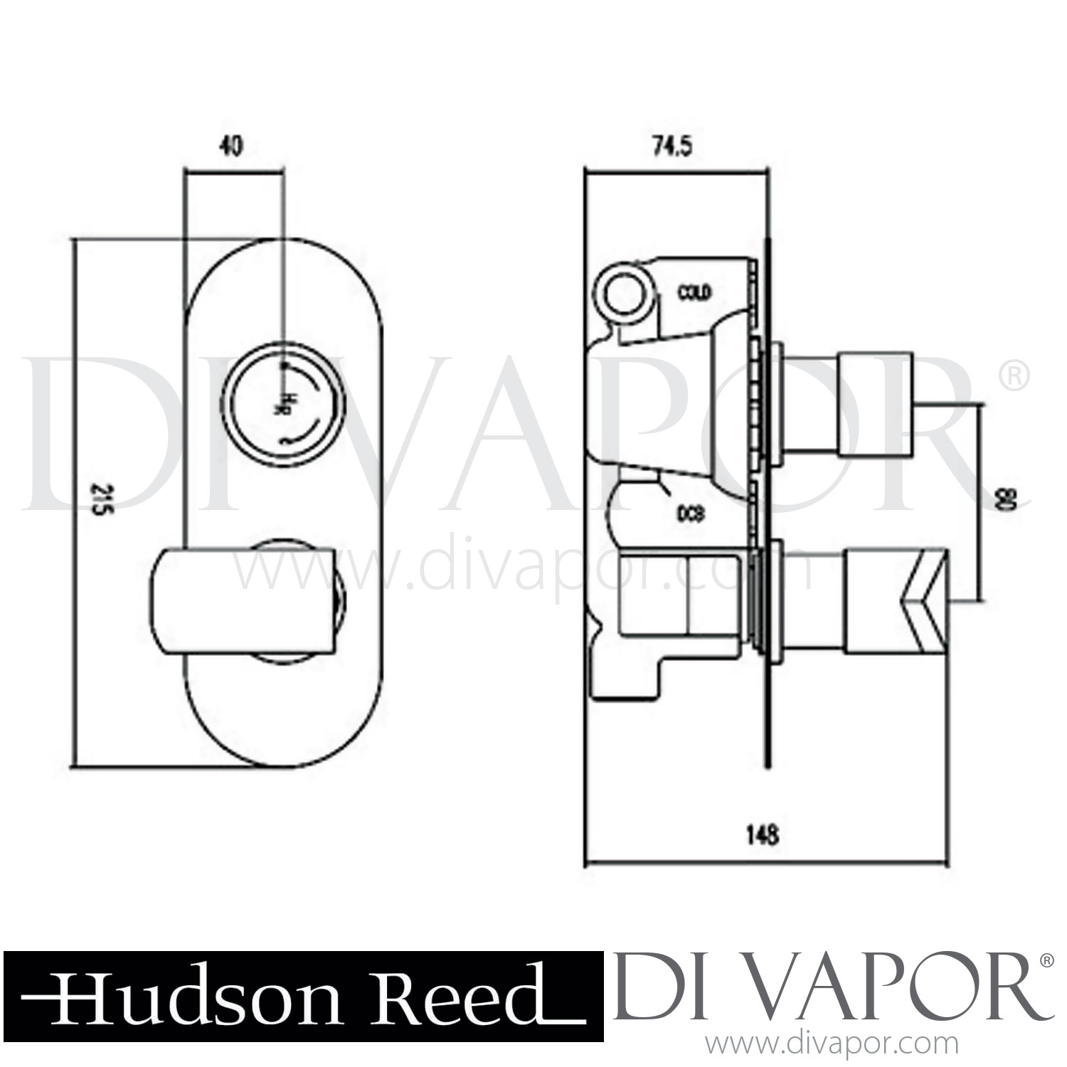 Hudson Reed Hero Twin Concealed Thermostatic Shower Valve With Diverter ...