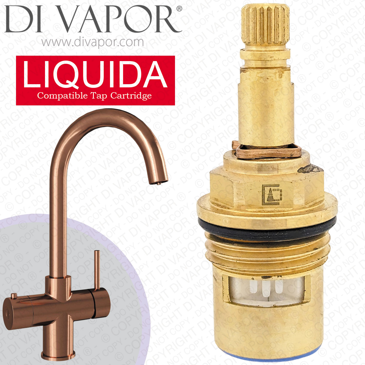 Liquida HT41CP 3-in-1 Boiling Hot Water Copper Kitchen Tap Hot Cartridge