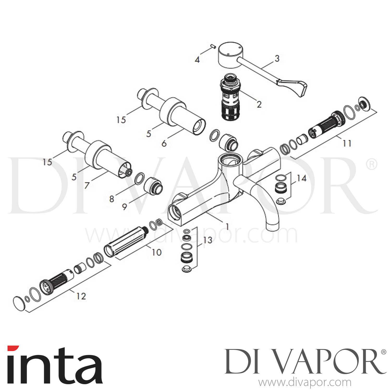 Inta HTMWMCP HTM64 Wall Mounted Lever Operated Sequential Thermostatic ...
