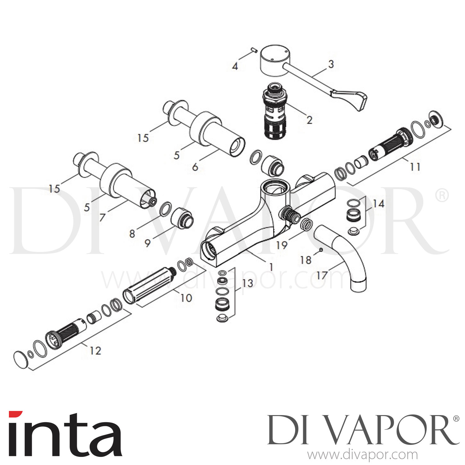 Inta HTMWMRS HTM64 Wall Mounted Lever Operated Sequential Thermostatic ...