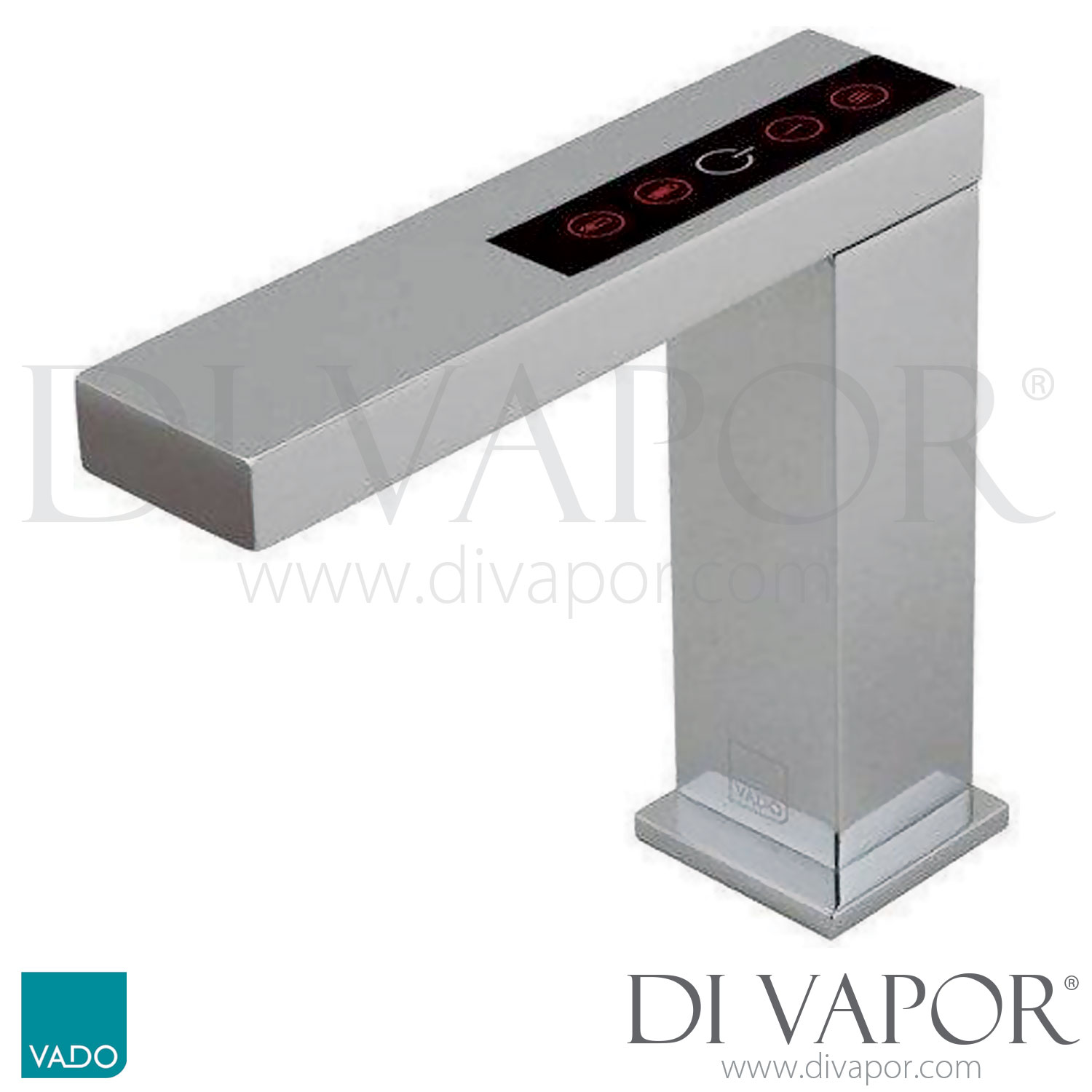 VADO IDE-100/SQ-C/P Identity Digital Touch Screen Square Mono Basin ...