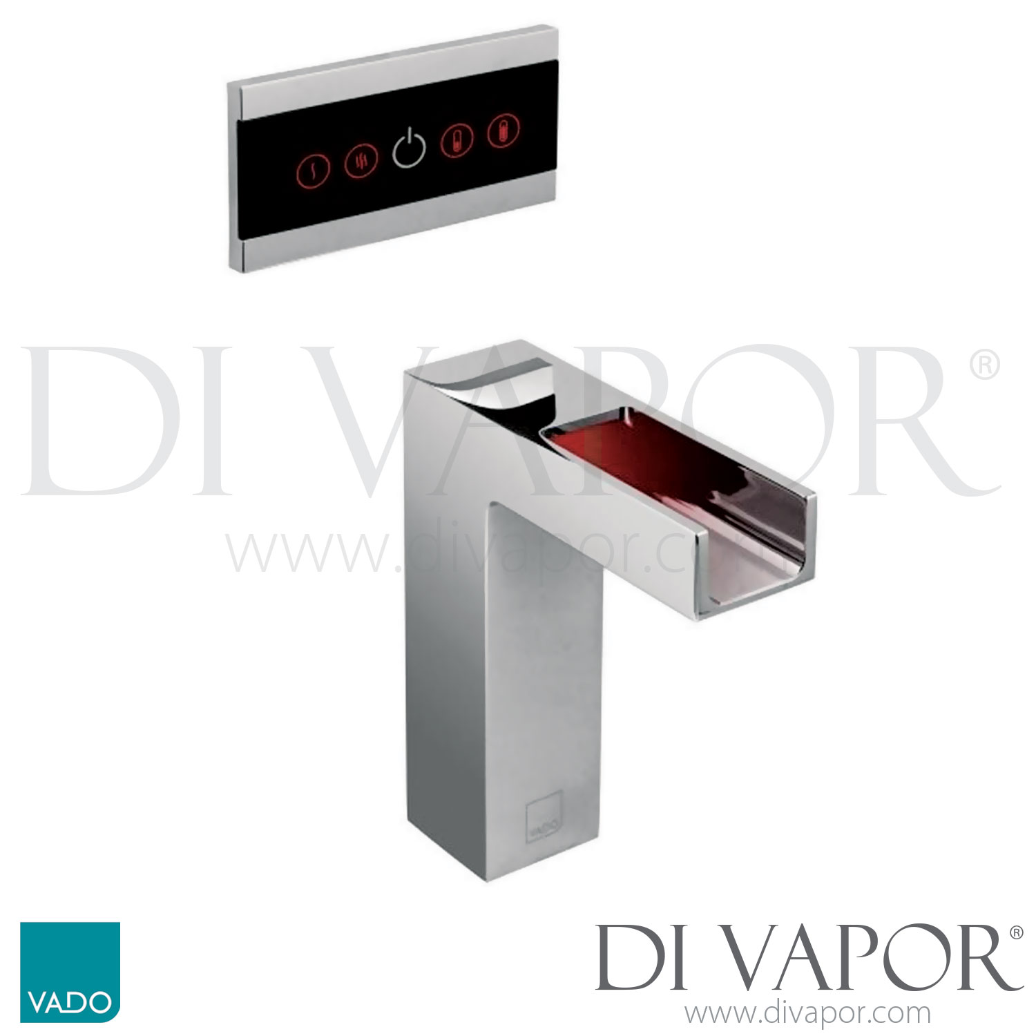 VADO IDE-100/WF-C/P Identity Basin Mixer Tap with Digital Touch Screen ...