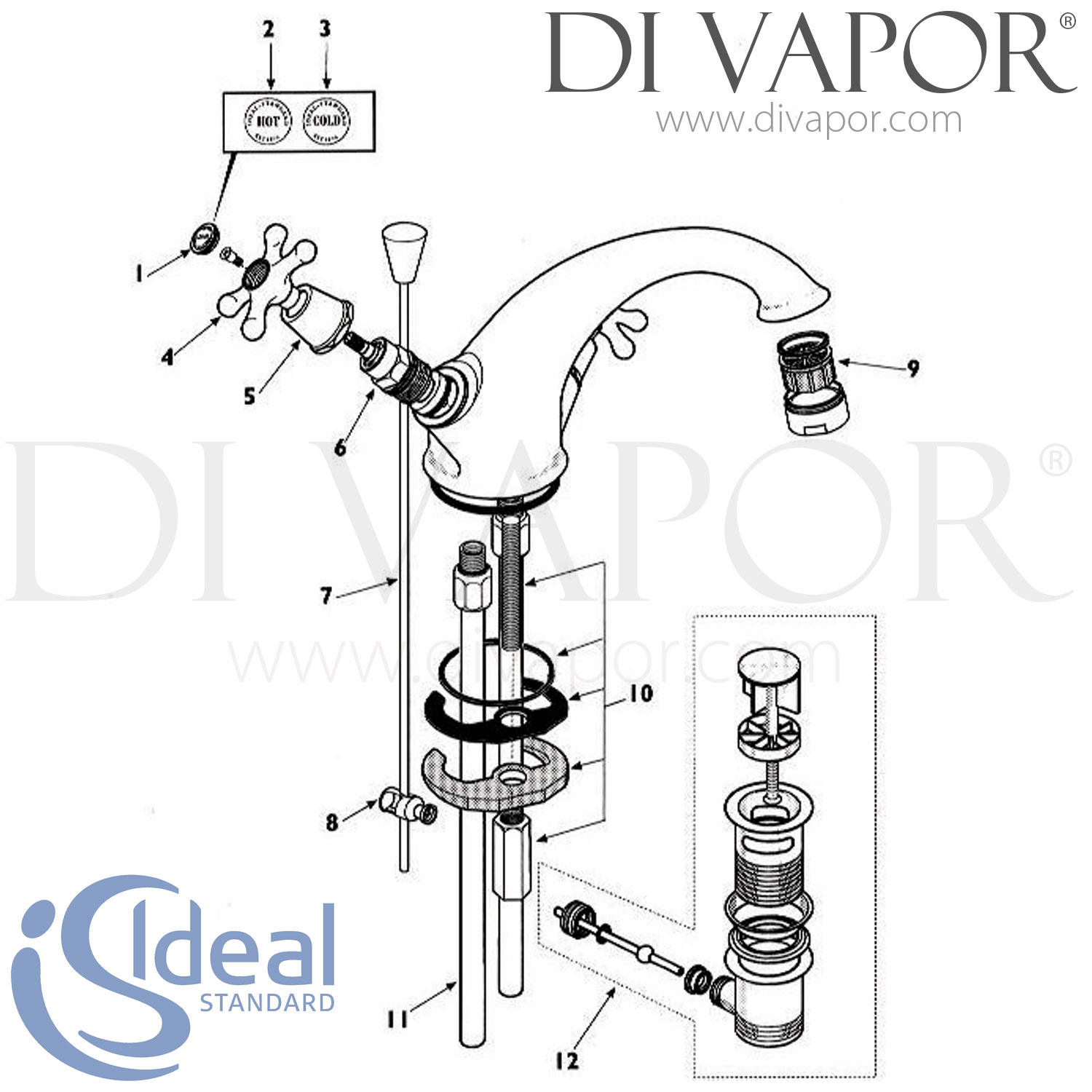 Ideal Standard Kingston Basin Mixer Bathroom Tap Spare Parts - IDL DV 237