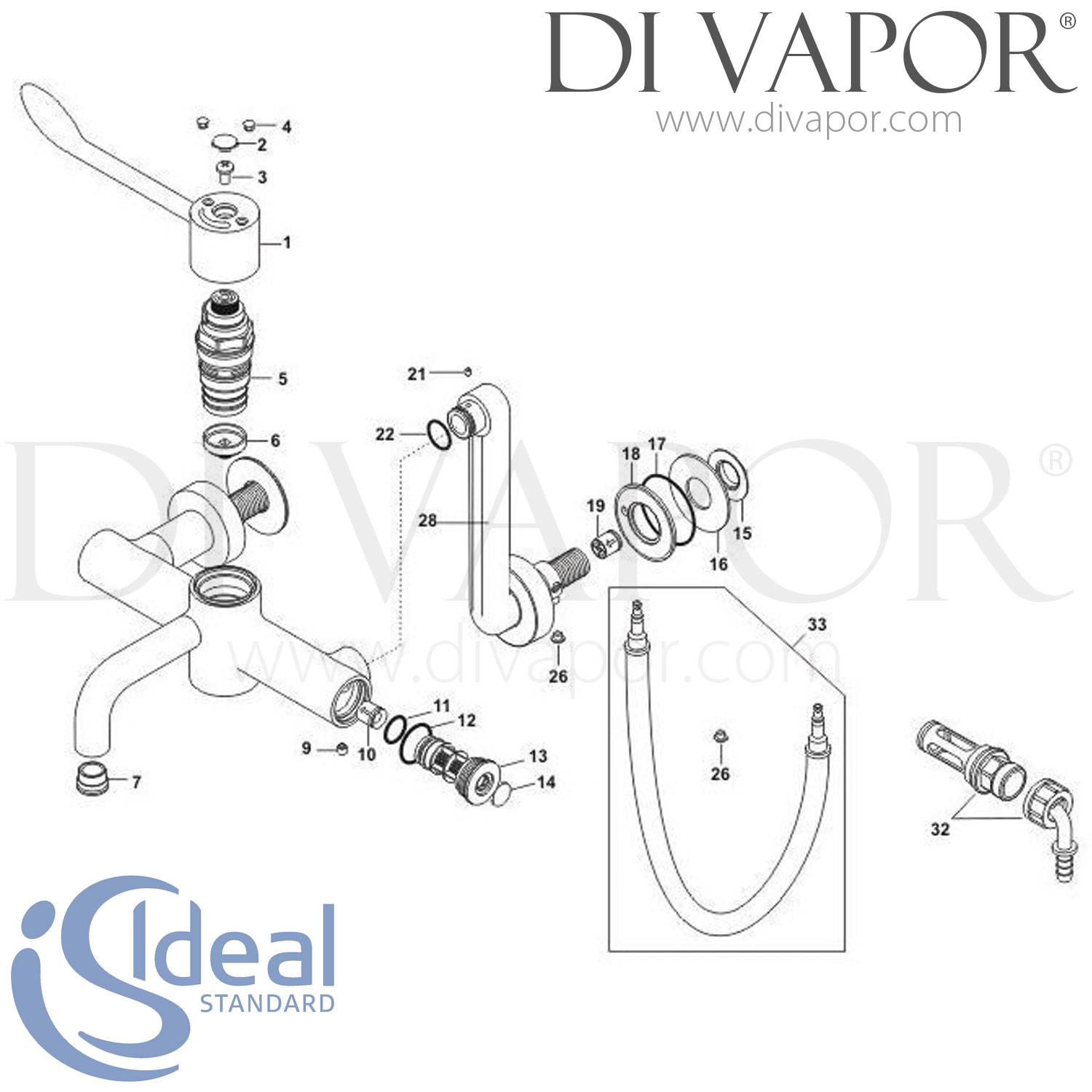 Ideal Standard Markwik Therm Wall Mounted Non Domestic Tap Spare Parts ...