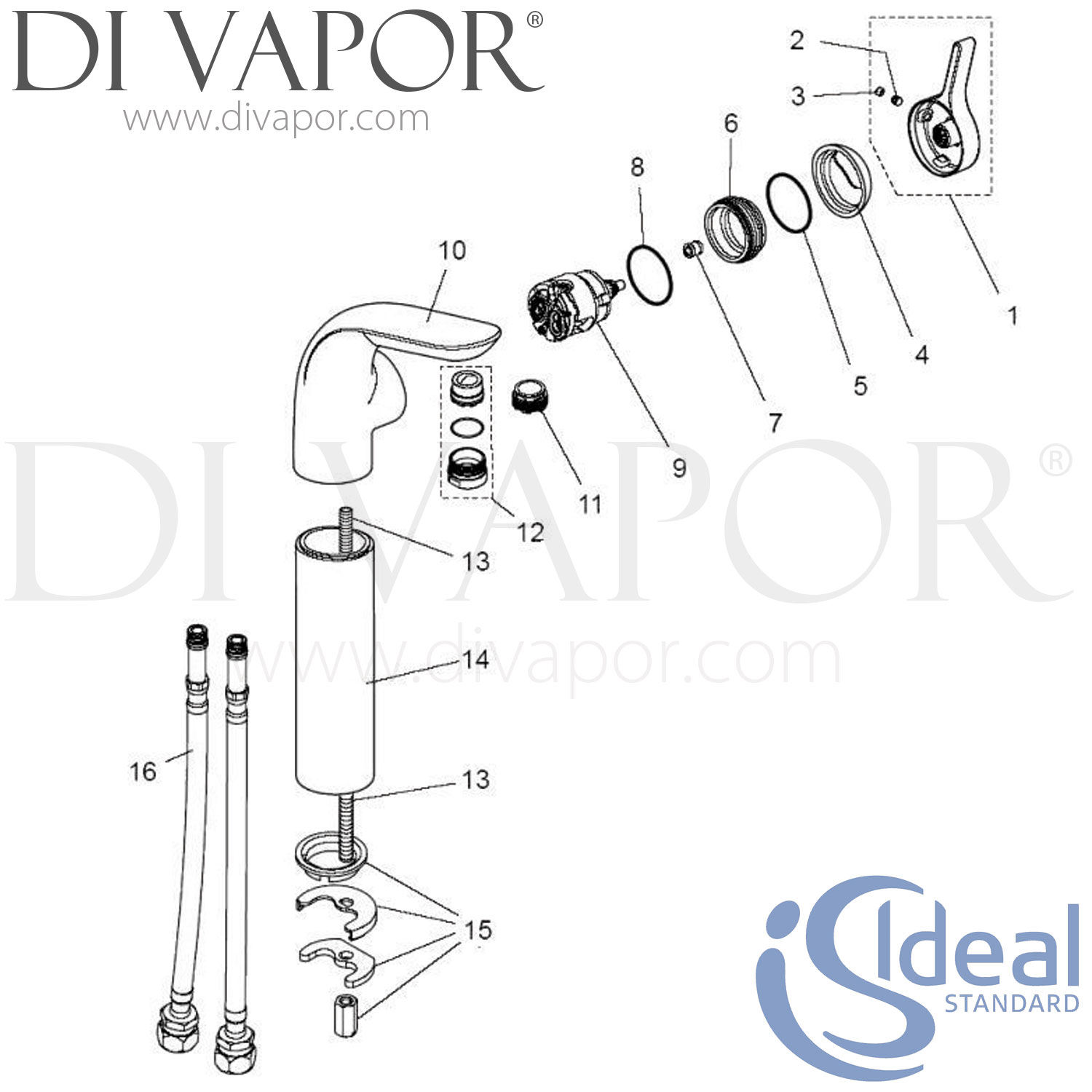 Ideal Standard Melange Basin Mixer Bathroom Tap Spare Parts - IDL DV 254