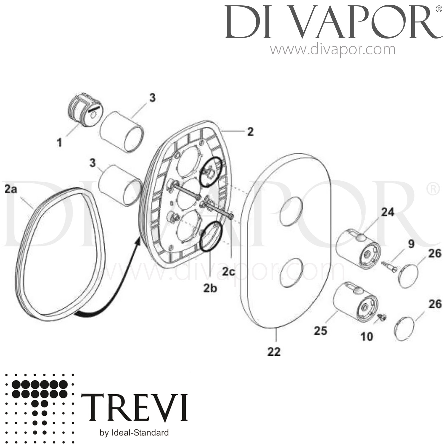 Trevi Ascari Dual Control Built-In Thermostatic Shower Valve Spare ...