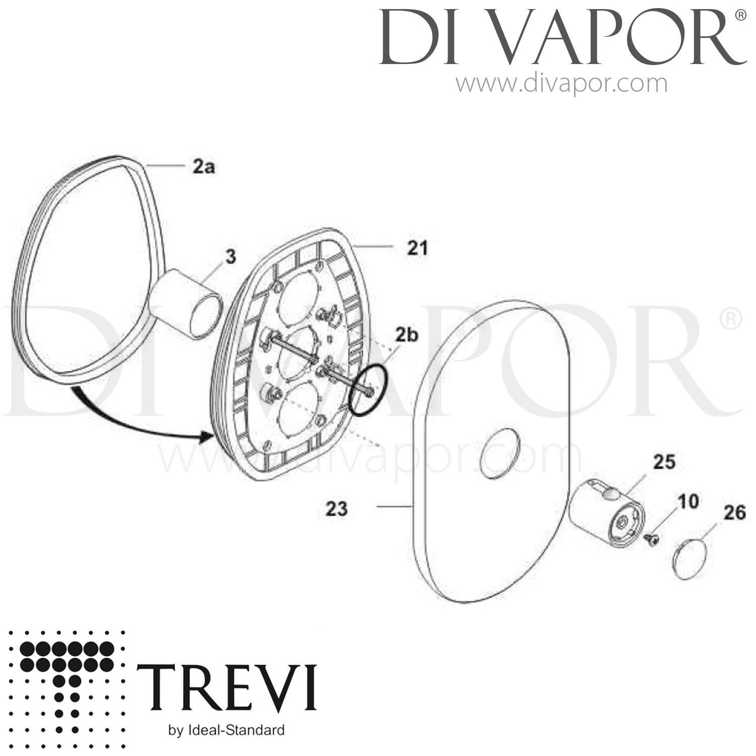 Trevi Ascari Central Shower Thermostatic Bin Trim Kit 2 Spare Parts ...
