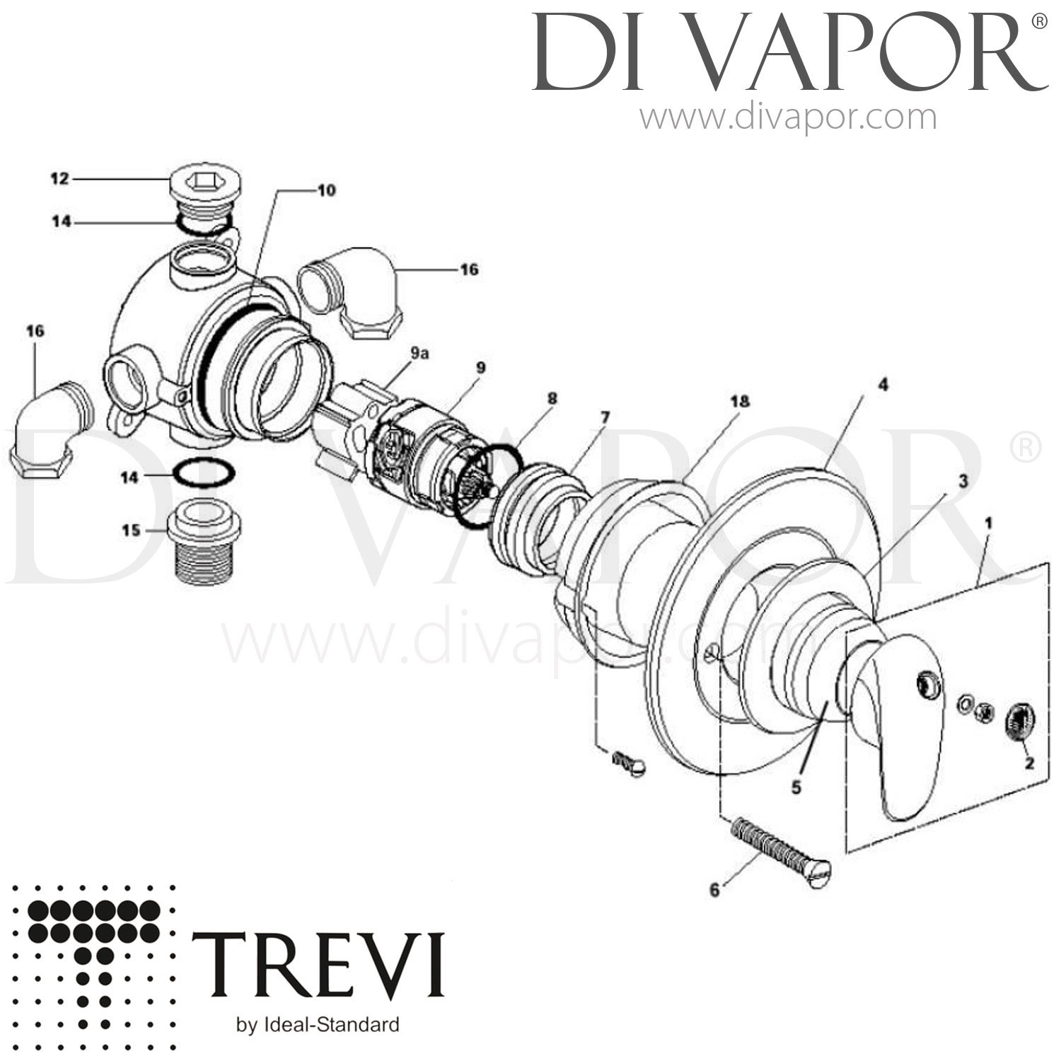 Trevi Blend Shower Mixer Built In Manual Shower Valve Spare Parts - IDL ...