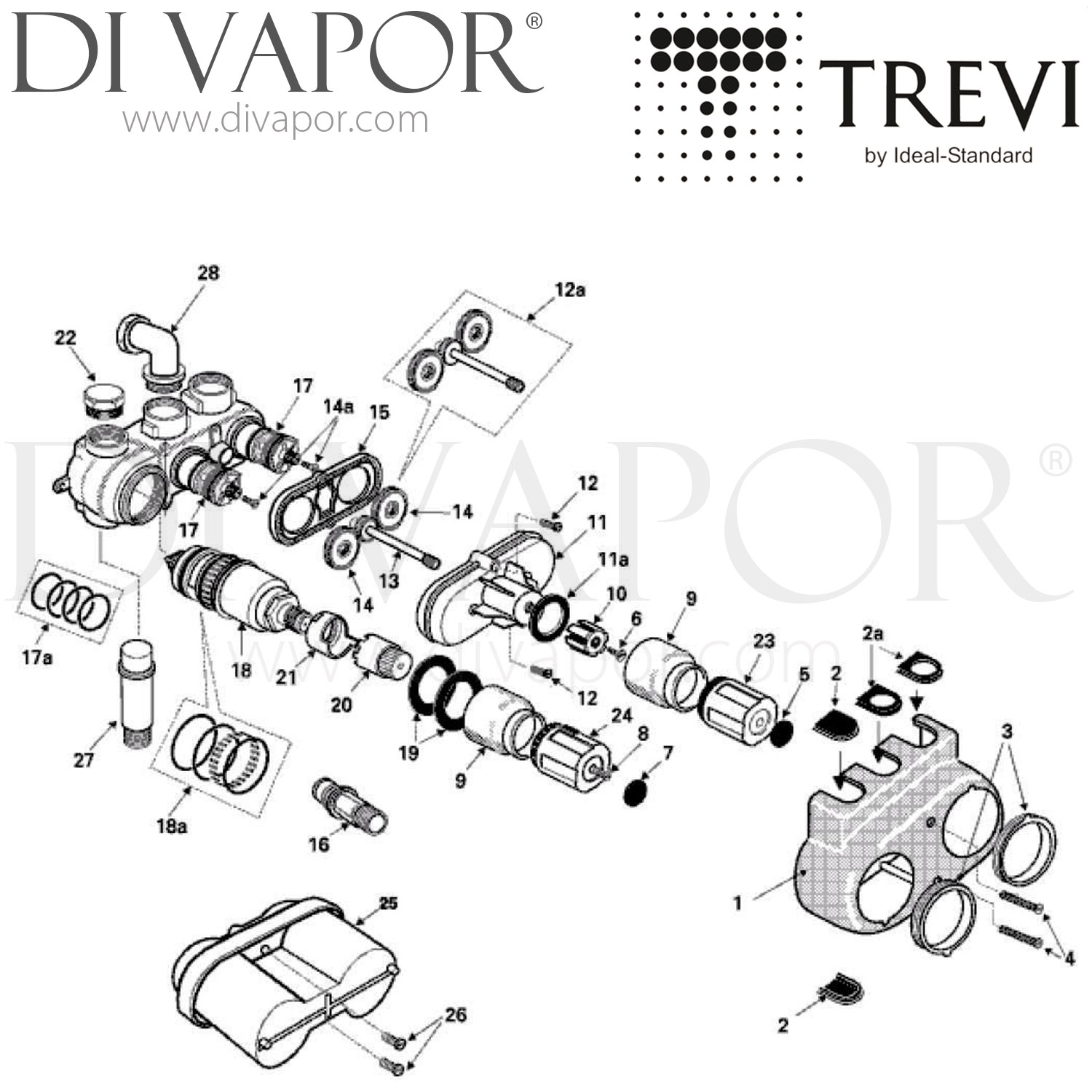 Trevi Boost Exposed Shower Mixer EV Shower Valve Spare Parts - IDL DV 340