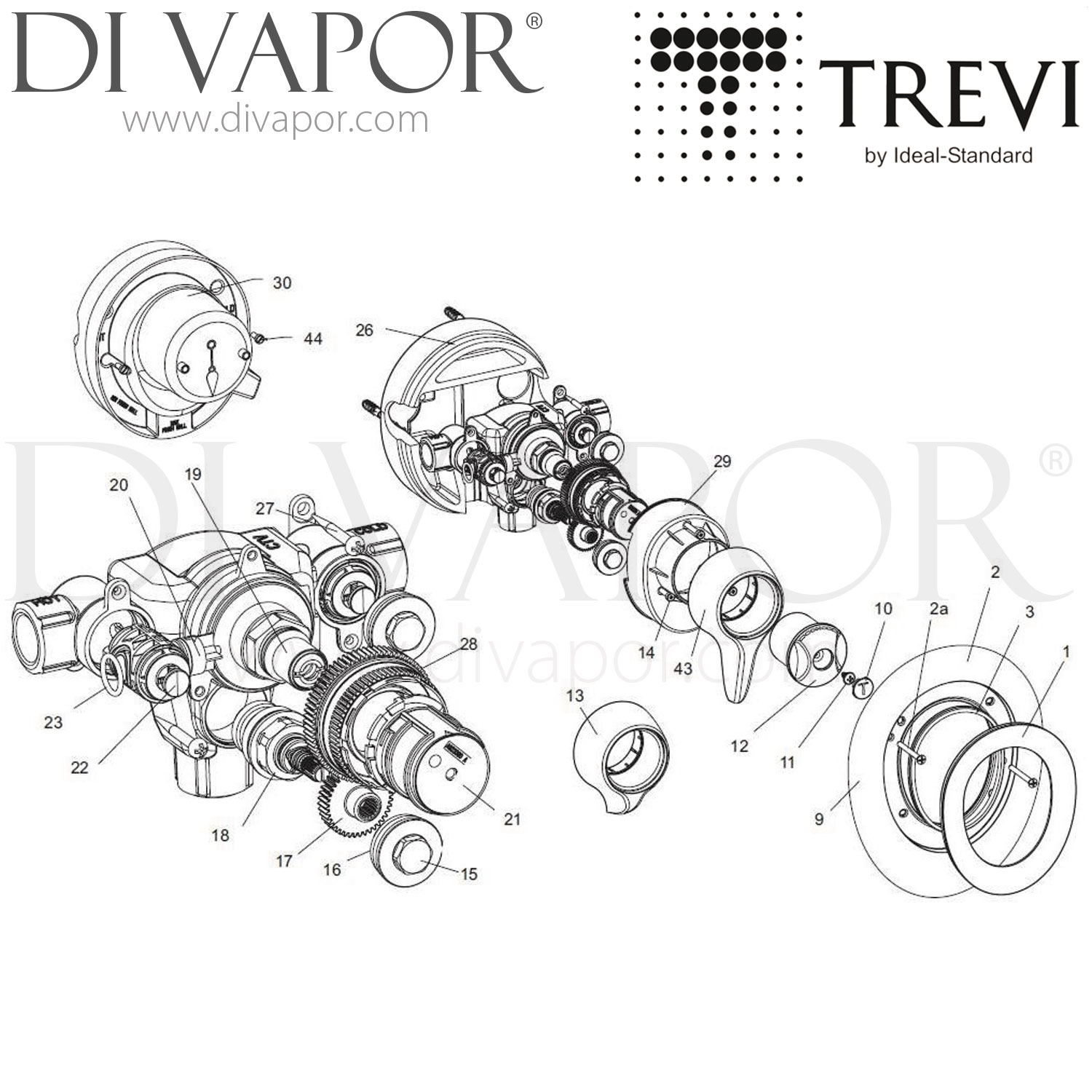 Trevi CTV Thermostatic Valve Built-In Shower Valve Spare Parts - IDL DV 341
