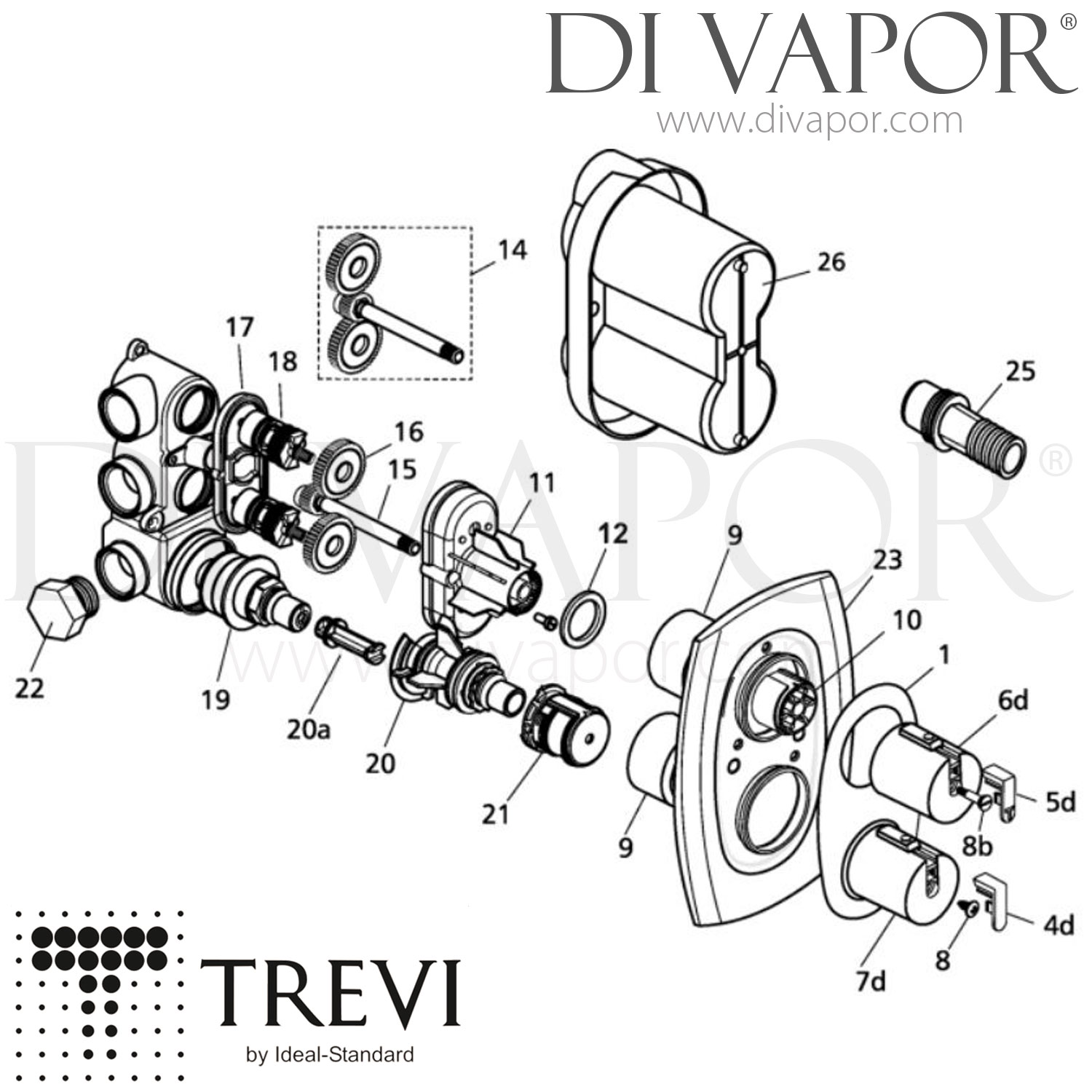 Trevi Outline A3700 Built-In Thermostatic Shower Valve Spare Parts ...