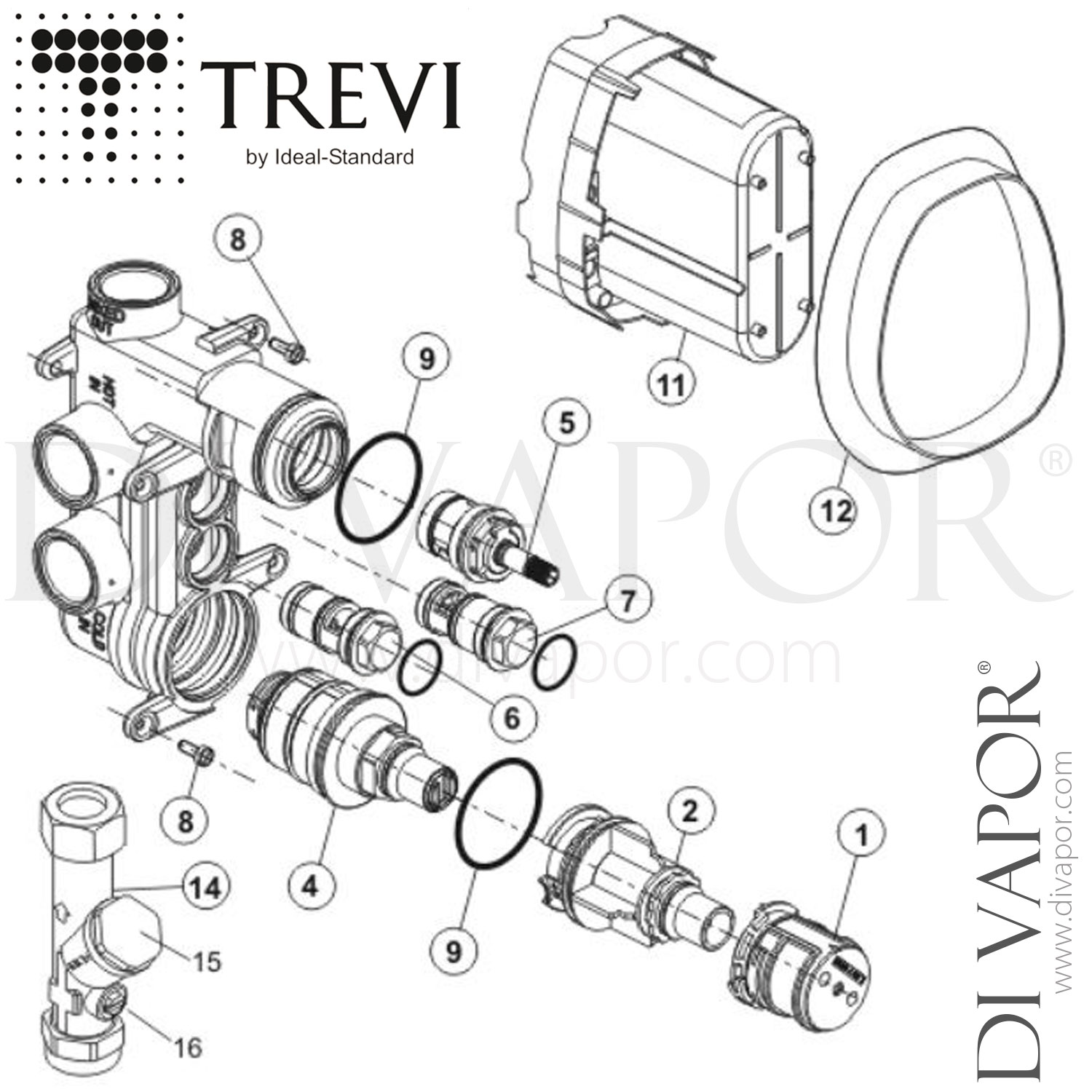 Trevi Therm TT A3969 Mixer Valve Shower Spare Parts - IDL DV 367