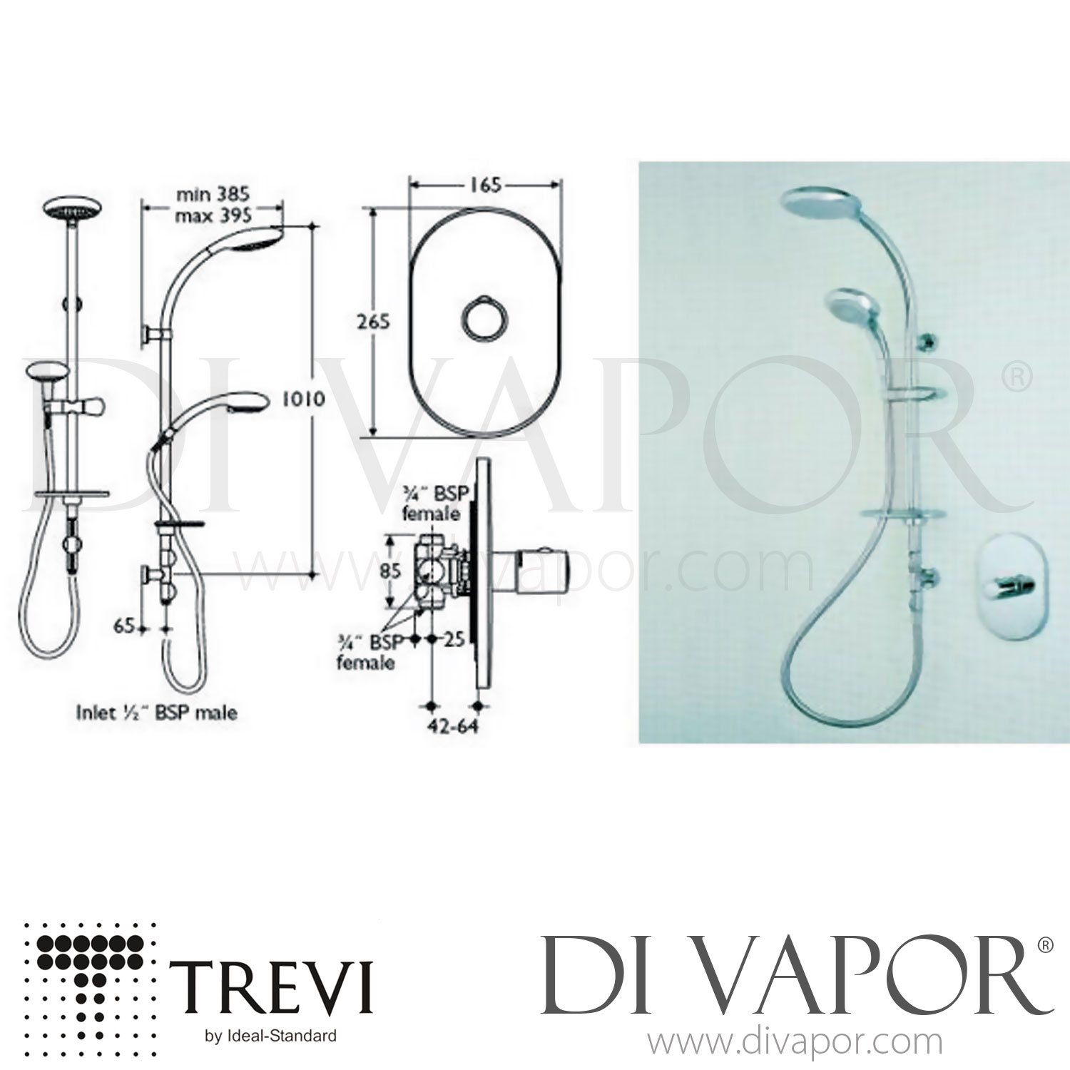 Trevi Moonshadow In-line Valve Shower Kit with Ascari Central Therm ...