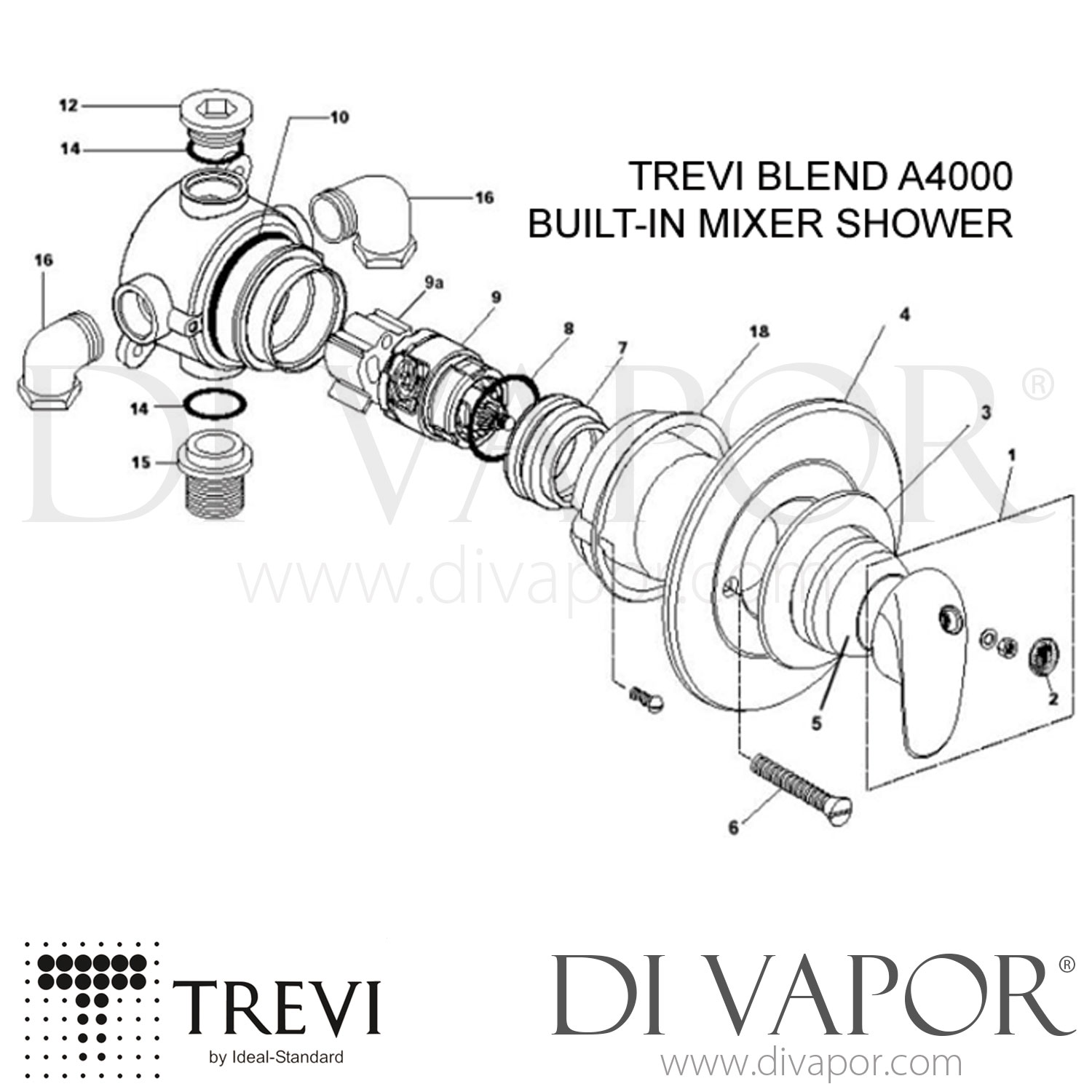 Trevi Blend Built-In Shower Valve A4000 Spare Parts - IDL DV 389