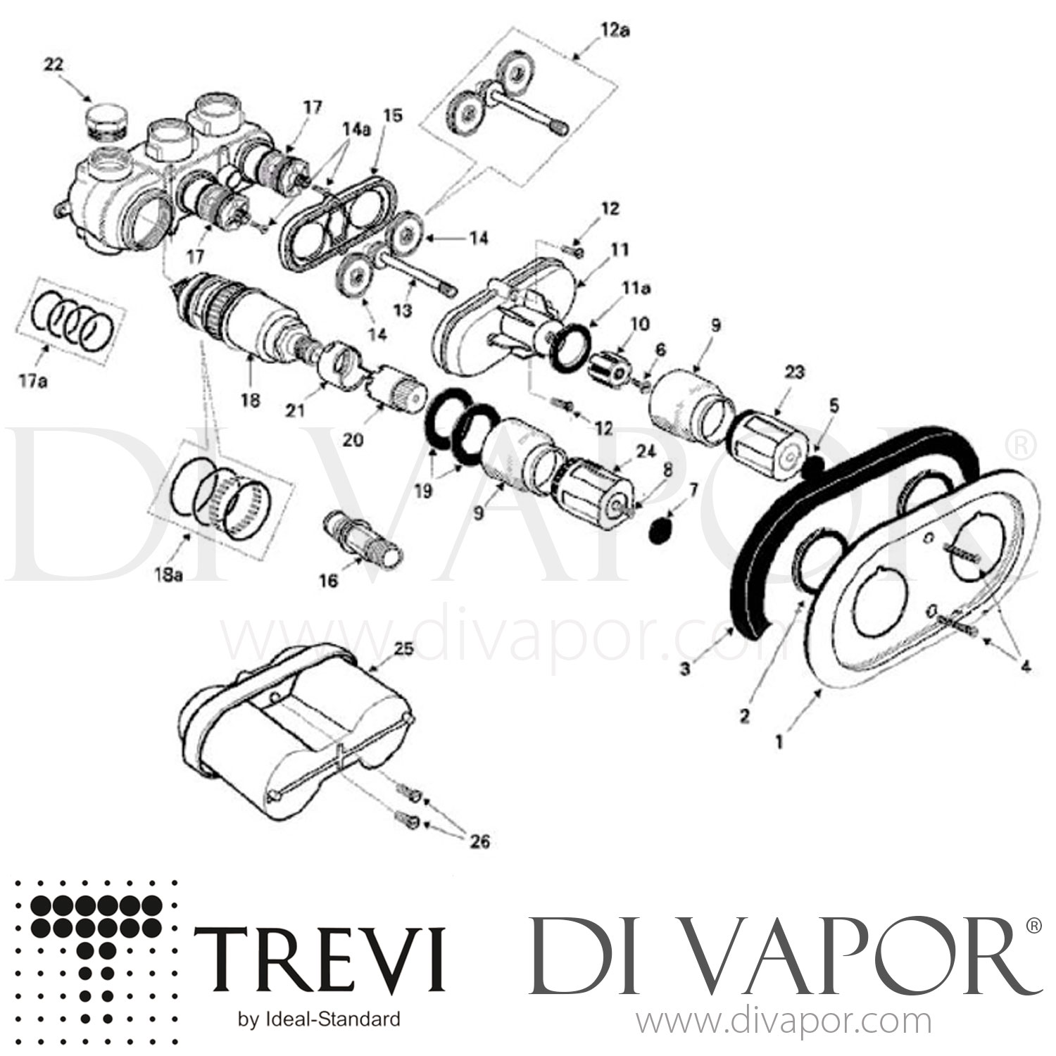 Trevi Boost Built-In Shower Valve E9005AA Spare Parts - IDL DV 392