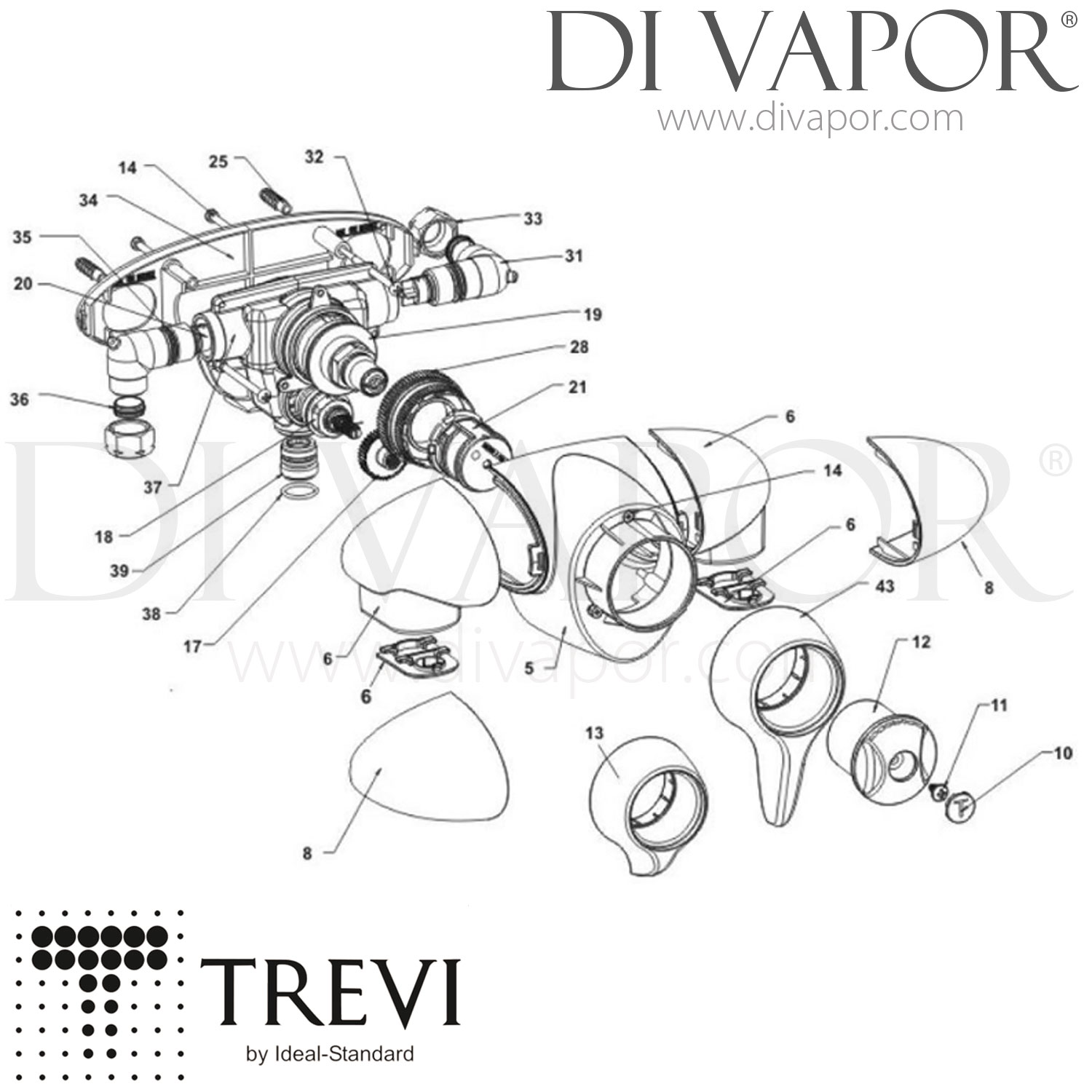 Trevi CTV Exposed A3101AA Shower Valve Spare Parts - IDL DV 393