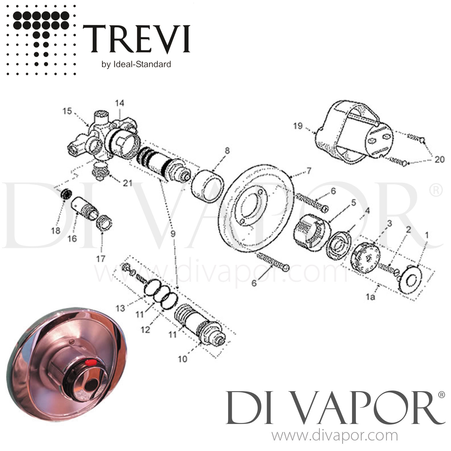 Trevi Idealux 715 Built-In Shower Valve Spare Parts - IDL DV 395