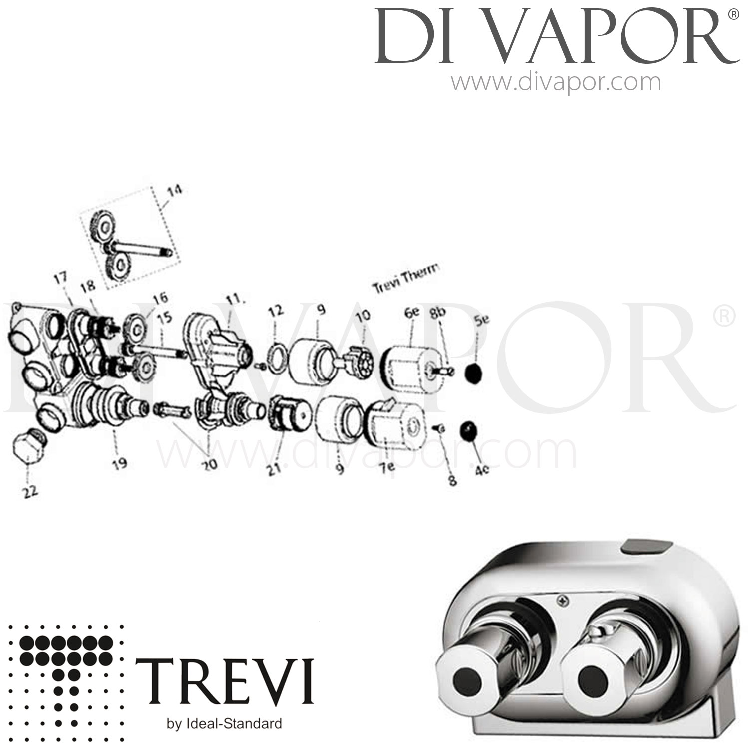 Trevi Therm MK2 Exposed Shower Valve Spare Parts A2158AA - IDL DV 407