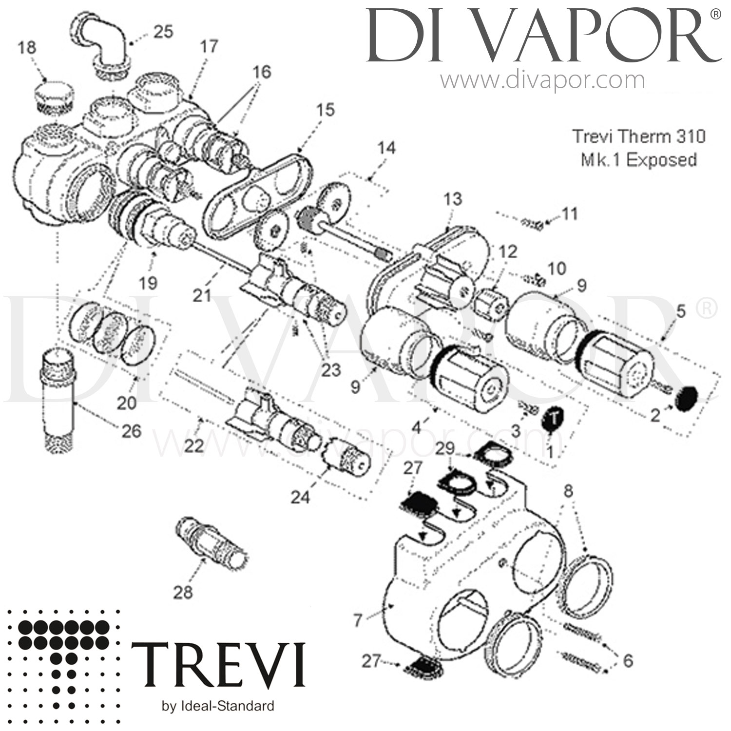 Trevi Therm MK1 Exposed 310 Shower Valve Spare Parts - IDL DV 409