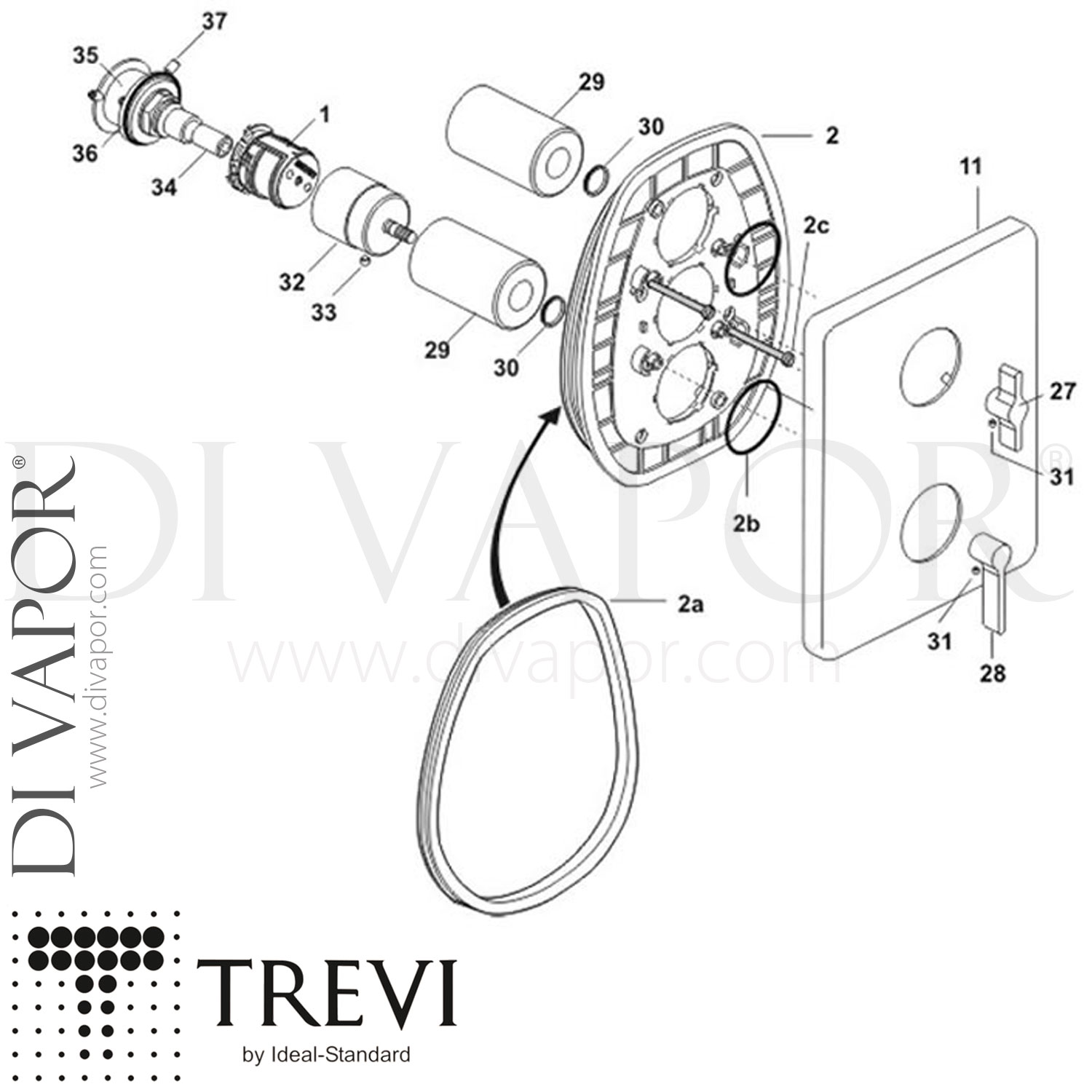 Trevi TT Silver Faceplate and Handles Only A3642AA Shower Valve Spare ...