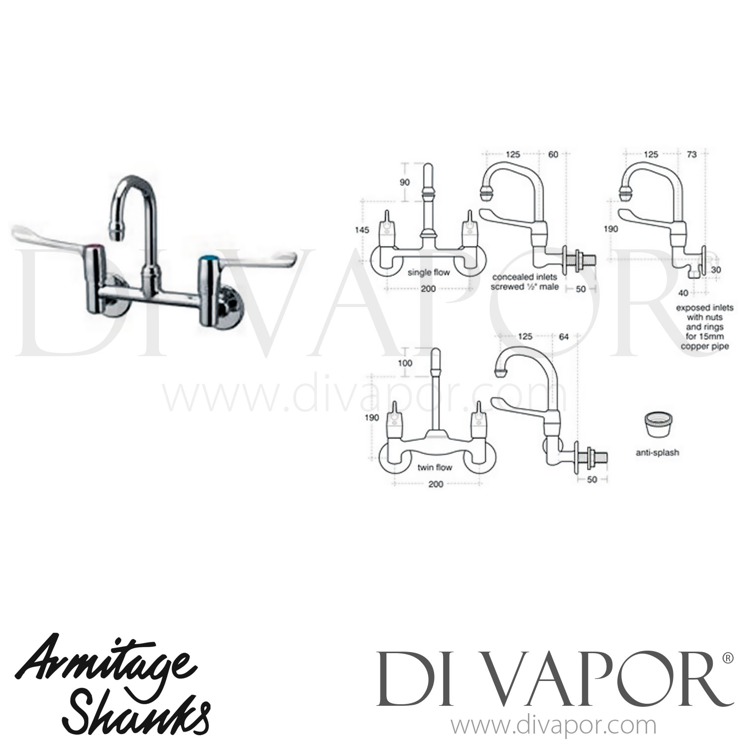 Armitage Shanks Markwik Lever Taps Wall Mounted S8210AA Spare Parts ...