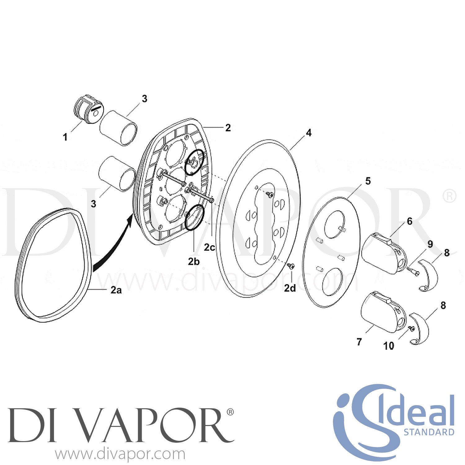 Ideal Standard Kurve Shower Thermostatic Bin Trim Kit 2 Shower Valve ...