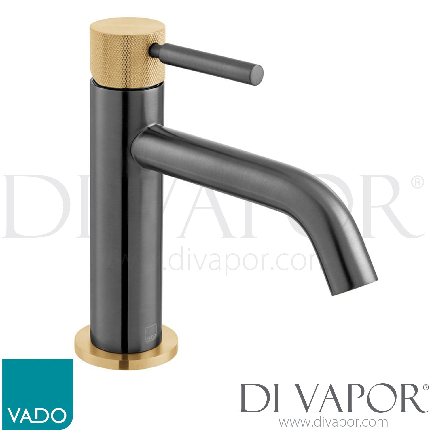 Vado IND-ORI200/SB-XBGK Knurled X Fusion Slimline Mono Basin Mixer ...