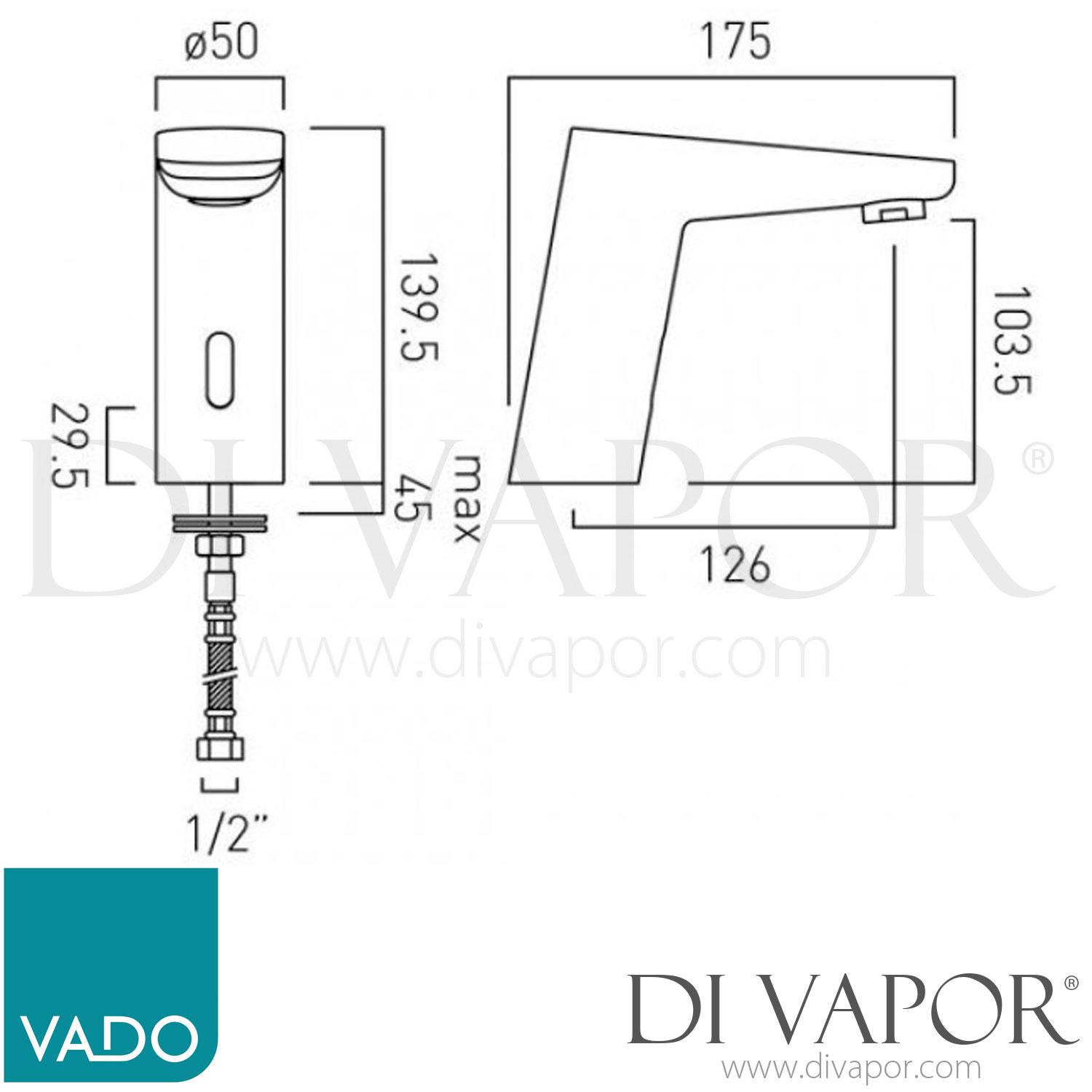 VADO IR-100/ASC-C/P I-tech Ascent Infra-red Mono Basin Tap Mixer Spare ...