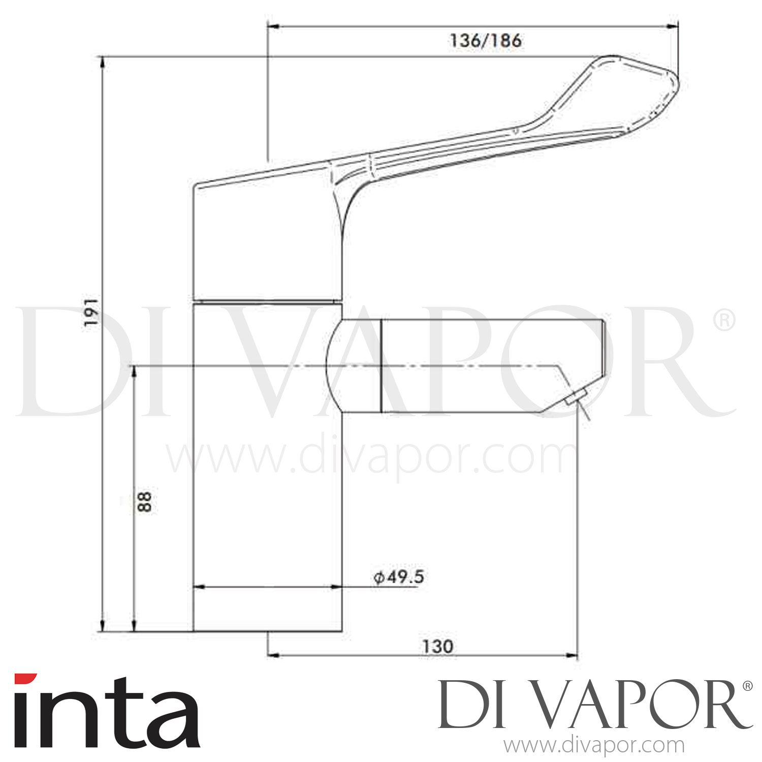 Inta IT1005RS Intatherm Safe Touch Basin Mixer with Detachable Spout ...