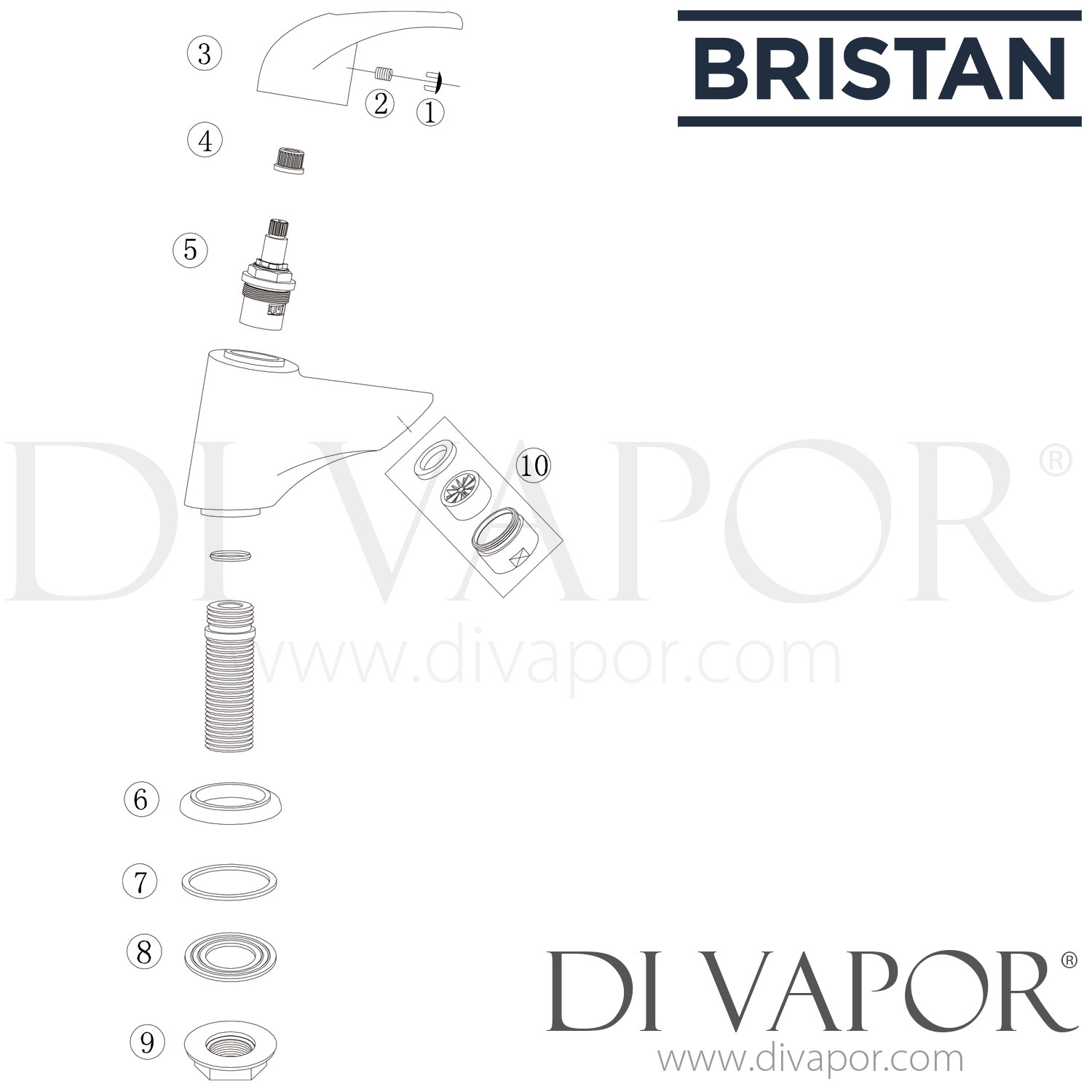 Bristan J 1/2 E4 C Java Basin Taps - 4 Litre Flow Limit Spare Parts