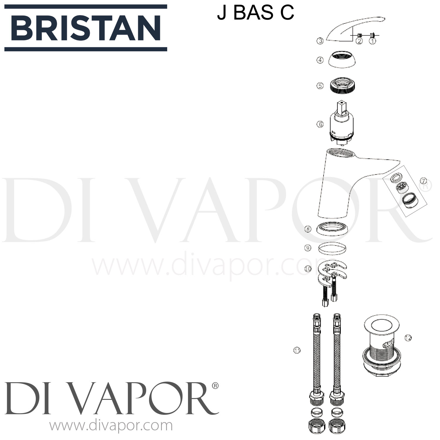 Bristan J BAS E4 C Java Basin Mixer with Clicker Waste - 4 Litre Flow ...