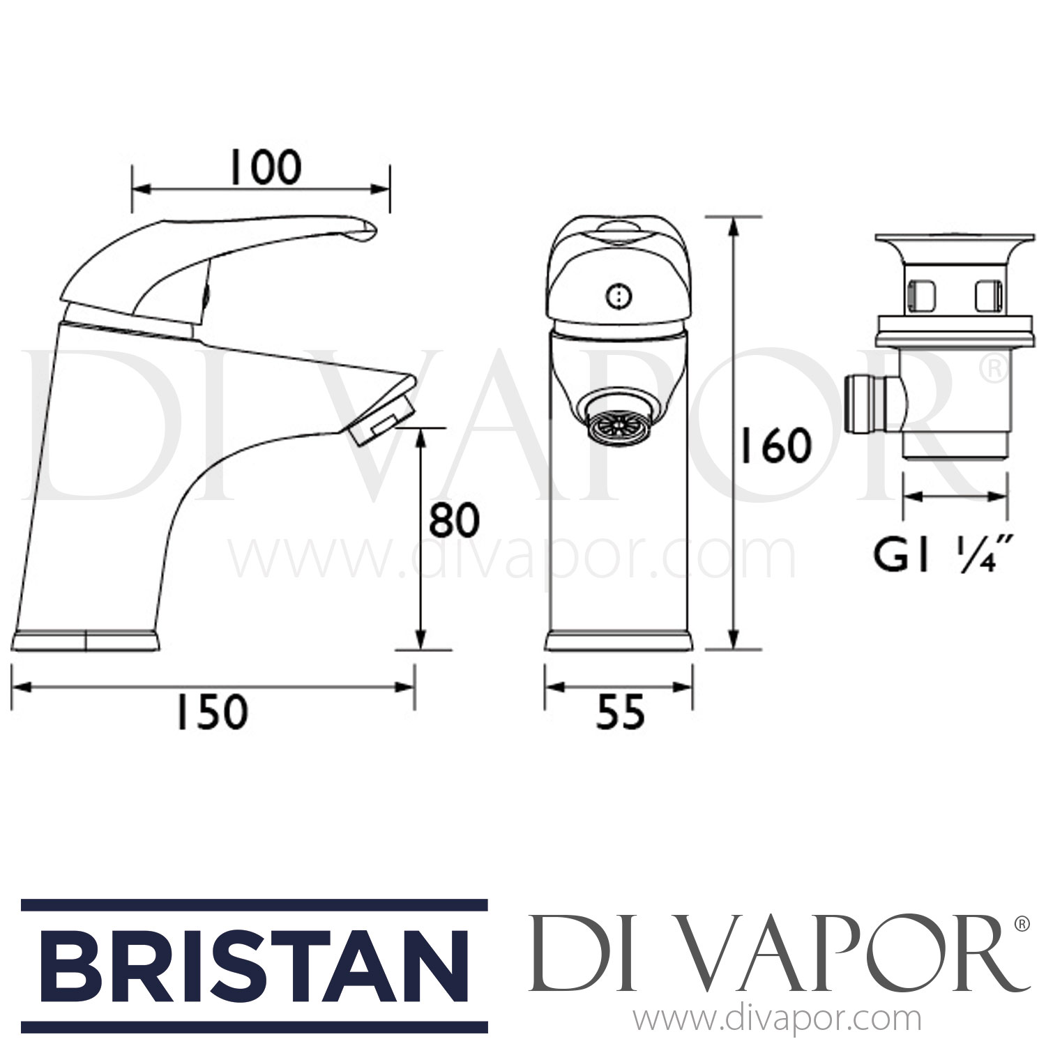 Bristan J BAS E6 C Java Basin Mixer with Clicker Waste - 6 Litre Flow ...