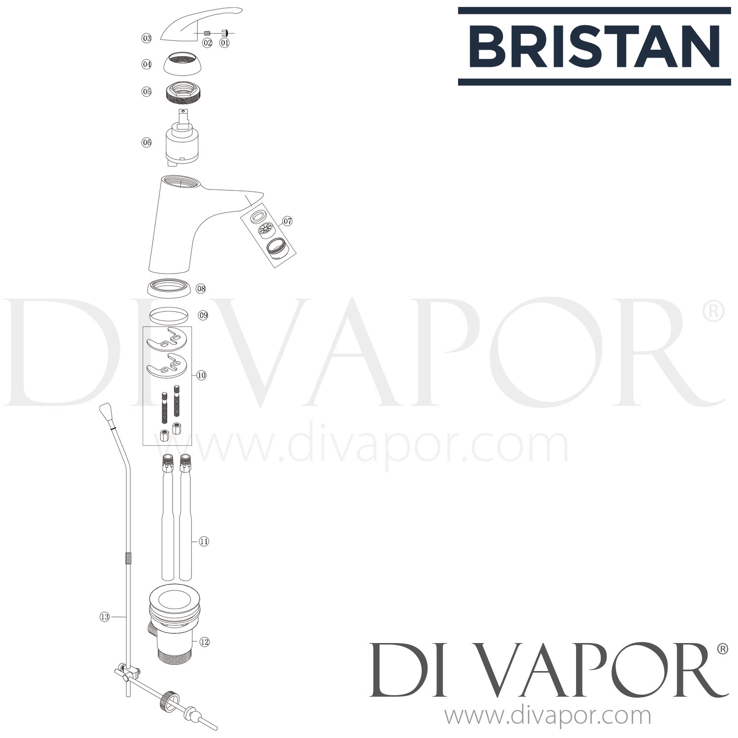 Bristan J BASSW C Java Basin Mixer with Side Action Pop-Up Waste Tap ...