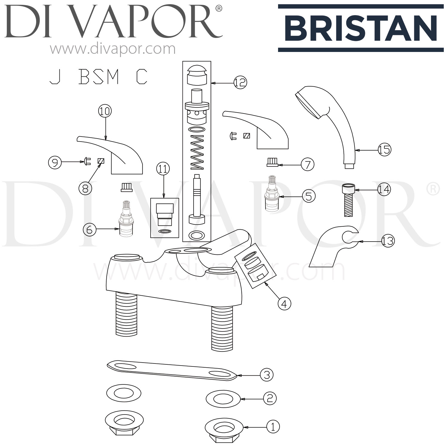 Bristan J BSM C Java Bath Shower Mixer Spare Parts