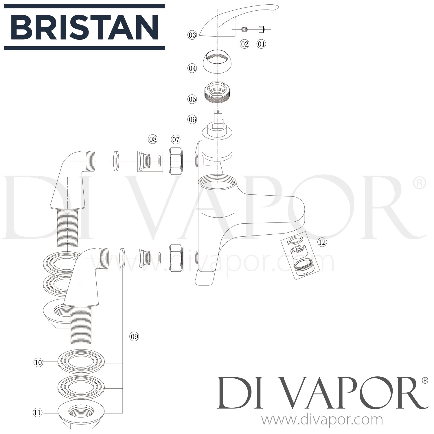 Bristan J PBF C Java Pillar Bath Filler Spare Parts
