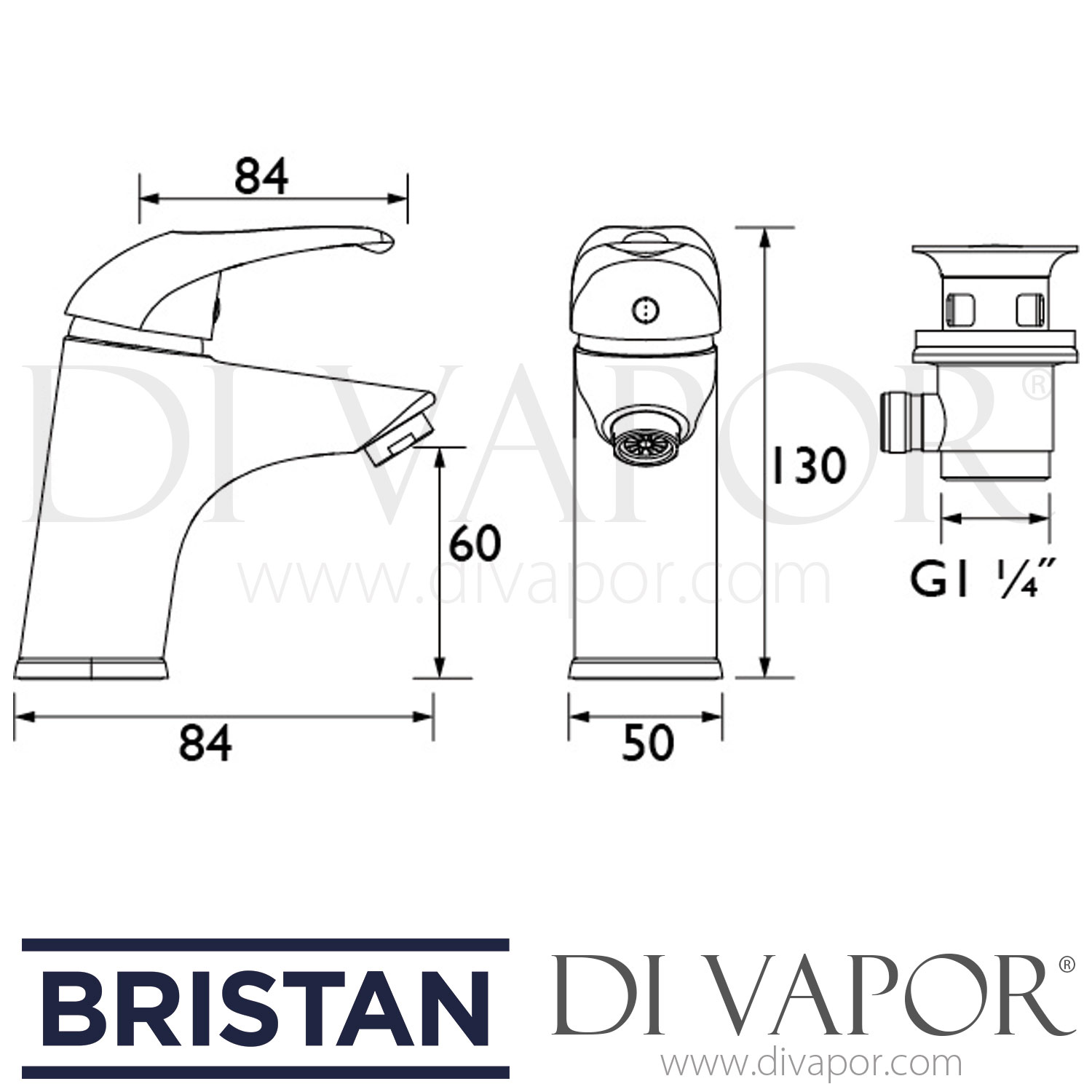Bristan J SMBAS C Java Cloakroom Basin Mixer Tap with Clicker Waste ...