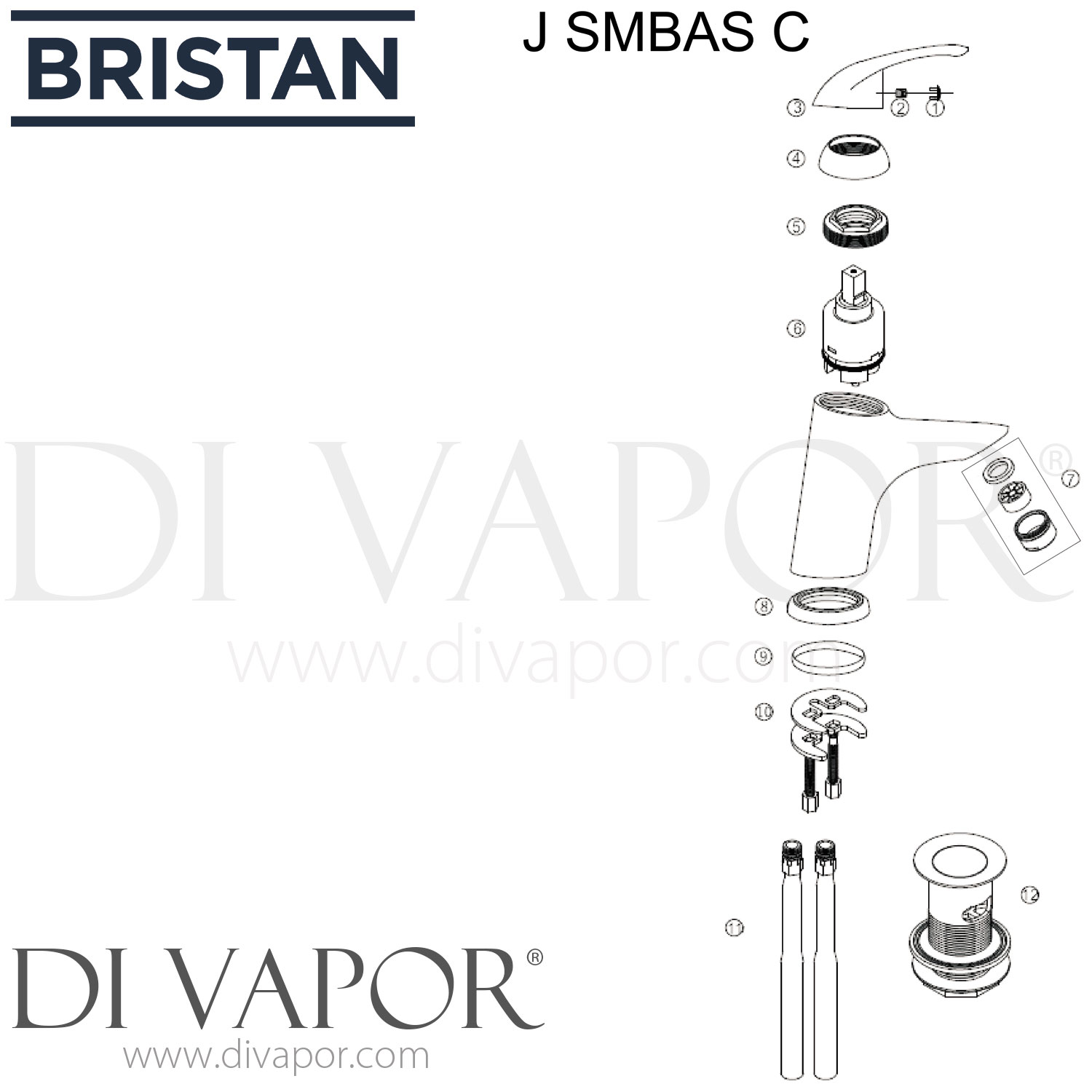 Bristan J SMBAS C Java Cloakroom Basin Mixer Tap with Clicker Waste ...
