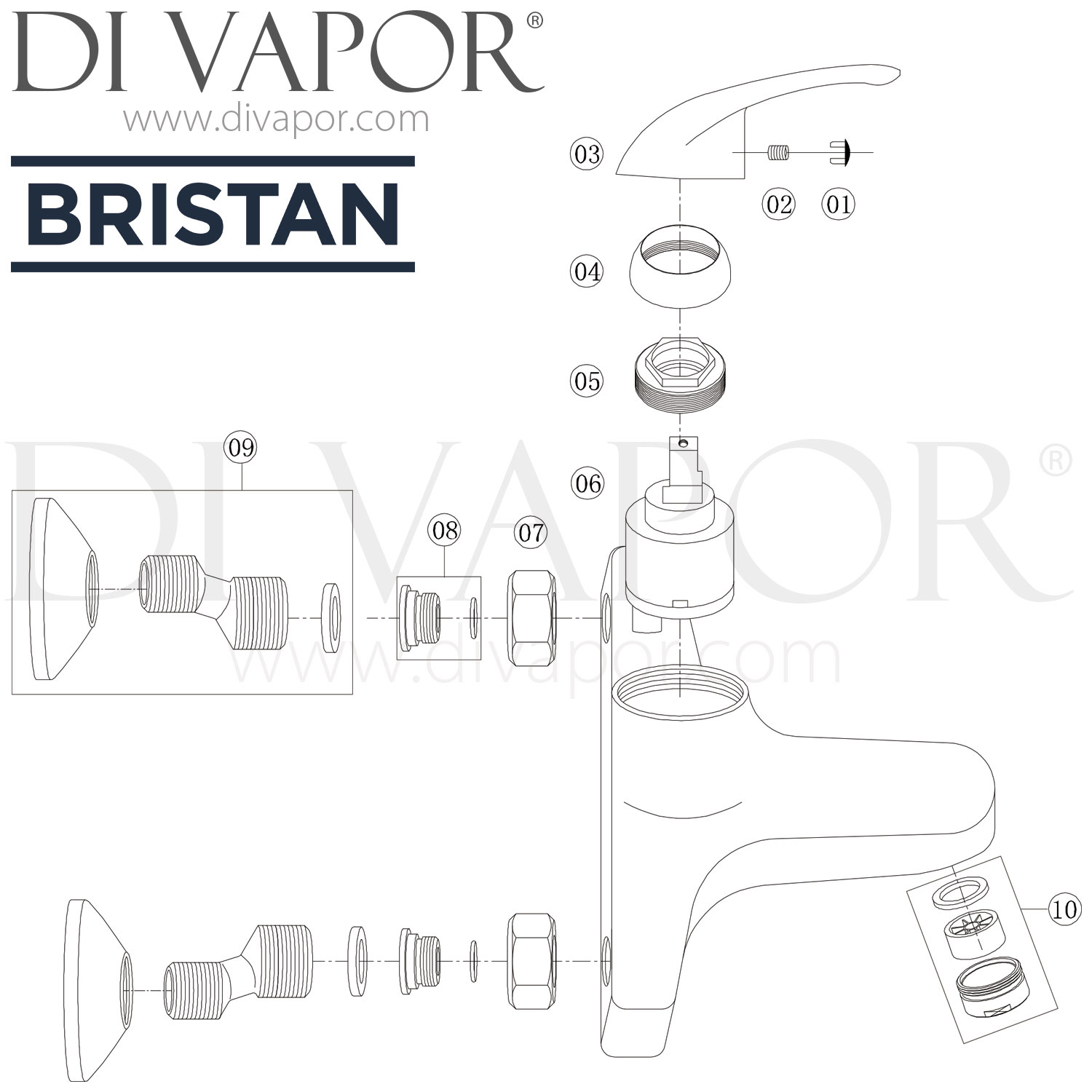 Bristan J WMBF C Java Wall Mounted Bath Filler Spare Parts
