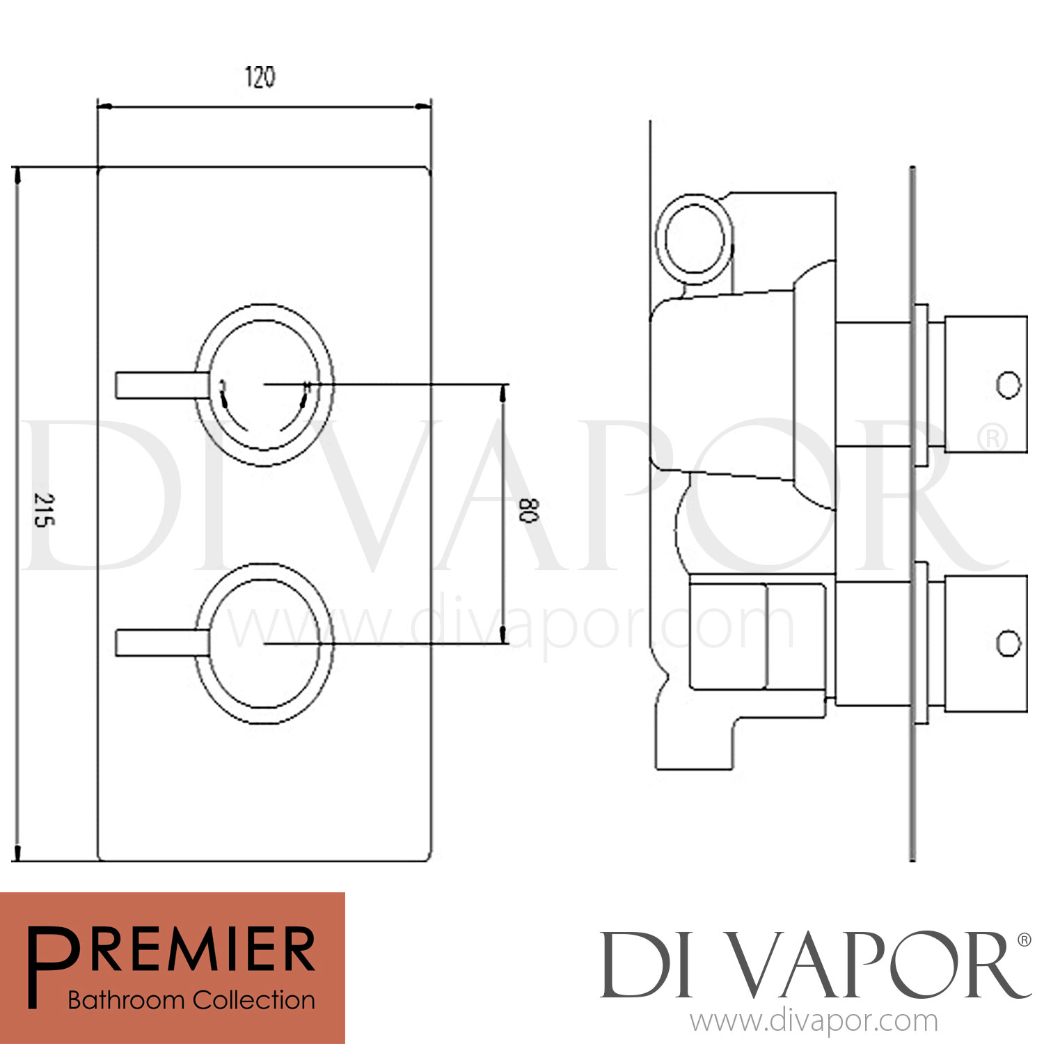 Premier JTY370 Pioneer Round Twin Valve with chrome plated ABS trimset ...
