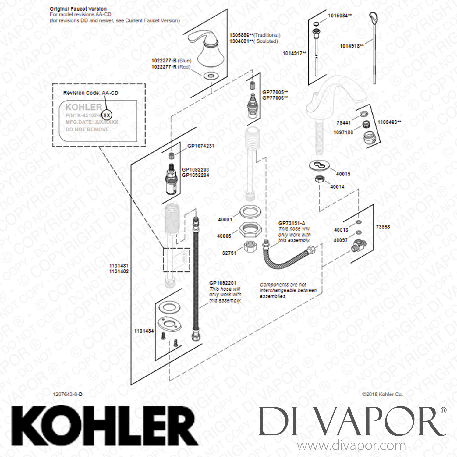 Kohler Widespread Bathroom Sink Tap, 1.2 GPM (K-10272-4-BN) Spare Parts