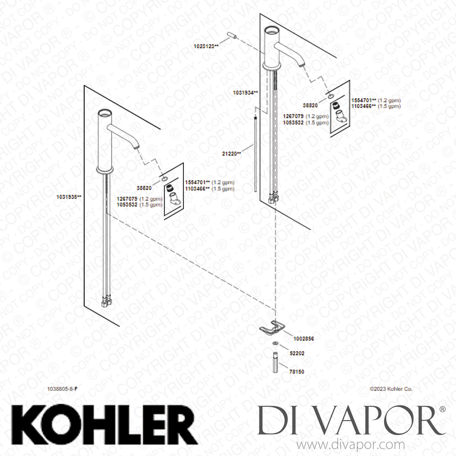 Kohler Tall Single-Handle Bathroom Sink Tap with Lever Handle, 1.2 GPM ...
