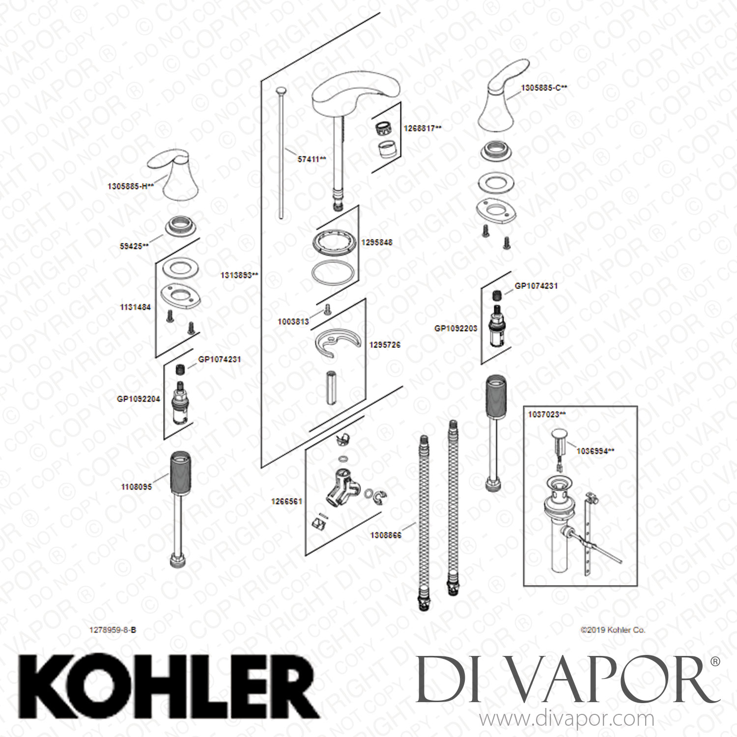 Kohler Widespread Bathroom Sink Tap with Lever Handles, Less Drain and ...