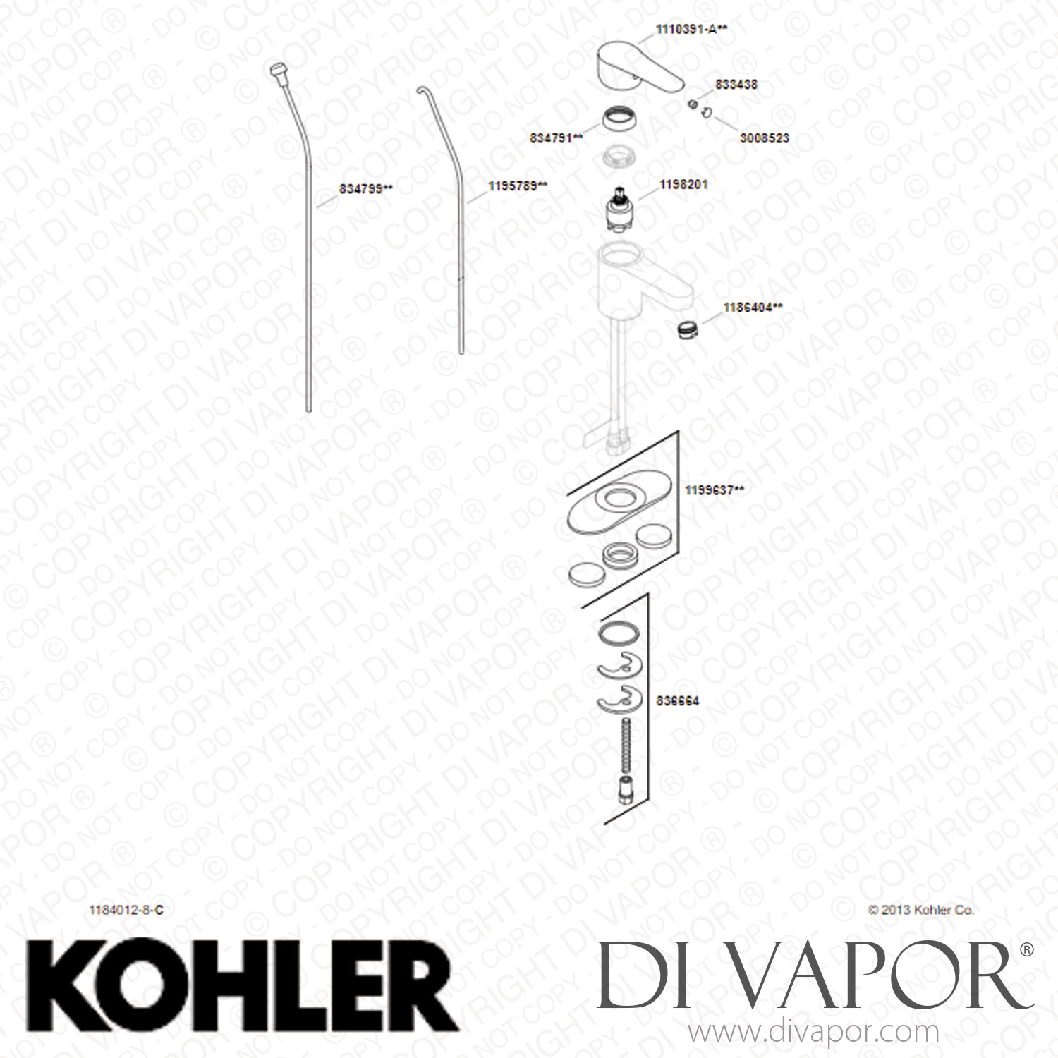 Kohler Single-Handle Bathroom Sink Tap, 1.2 GPM (K-16027-4-CP) Spare Parts