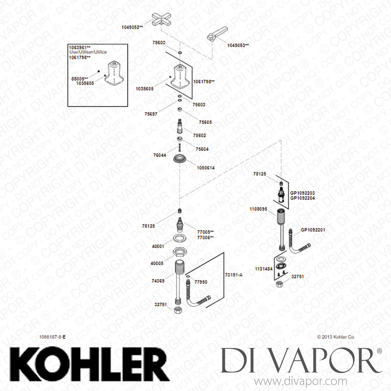 Kohler Widespread Bathroom Sink Tap, 1.2 GPM (K-16232-4-SN) Spare Parts