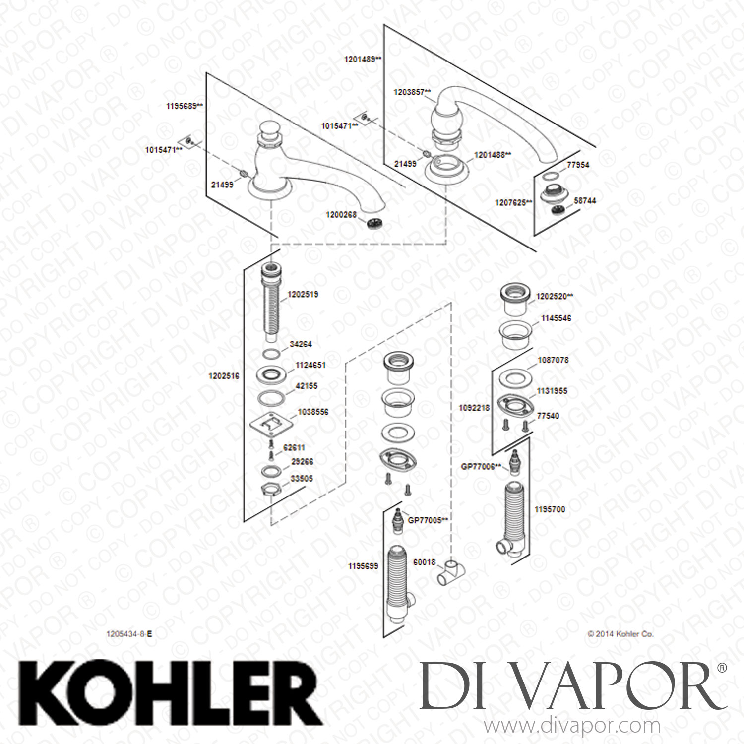 Kohler Deck-Mount Bath Spout with Flare Design (K-72777-2MB) Spare Parts