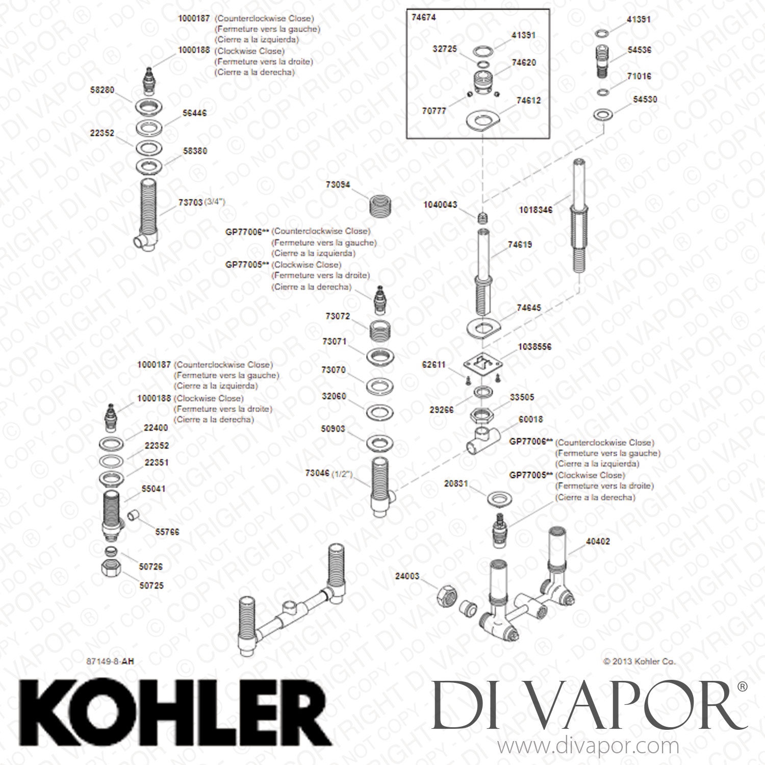 Kohler Deck-Mount Bath Faucet Trim with Lever Handles (K-T14428-4-RGD ...