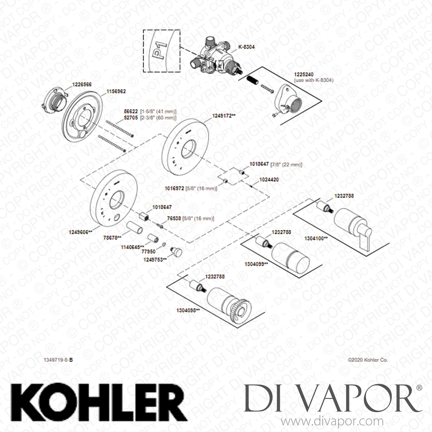 Kohler Shower Valve Trim with Industrial Handle (K-TS78015-9-BN) Spare ...
